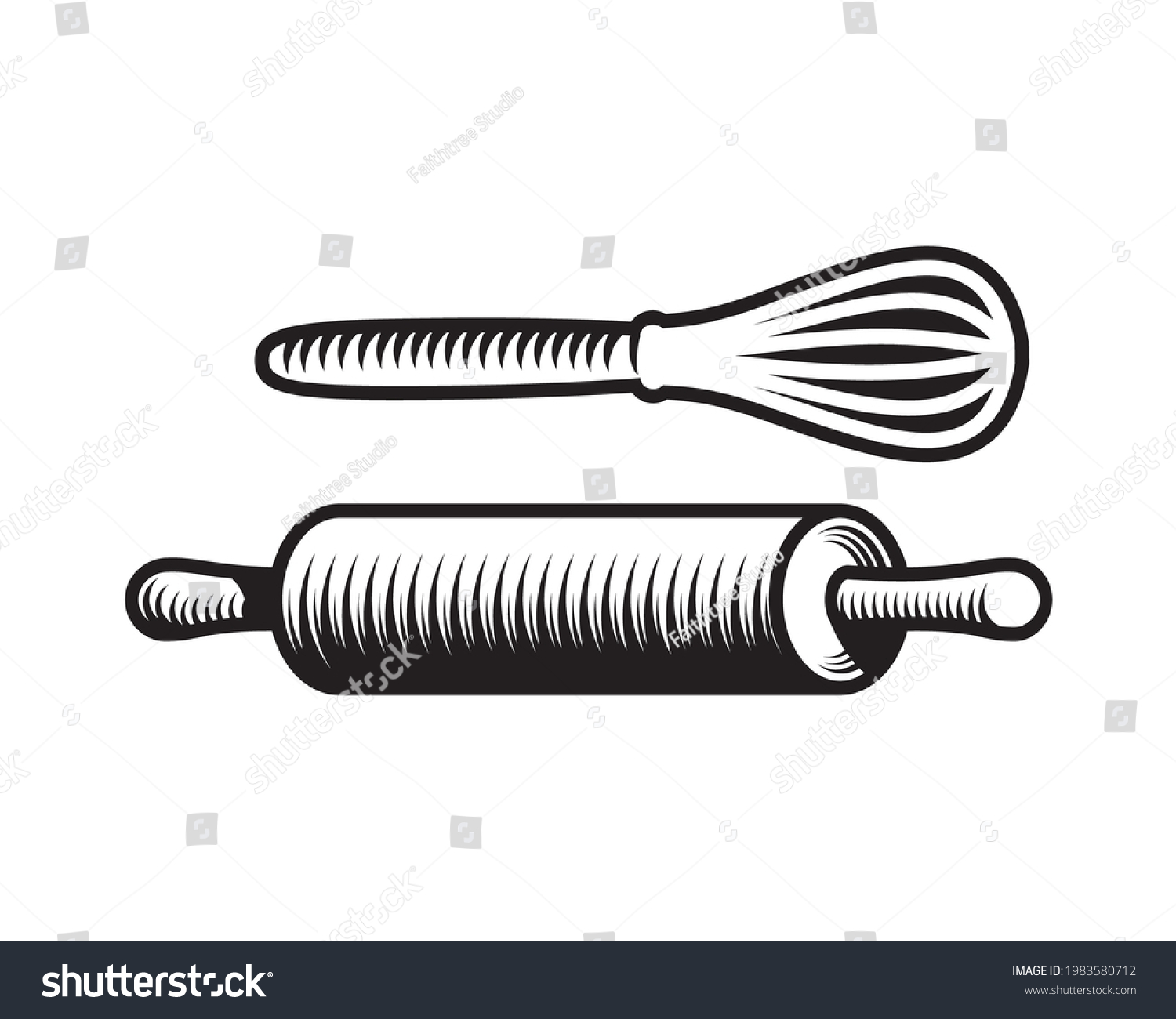 Vector Illustrator Whisker Rolling Pin Stock Vector (Royalty Free ...