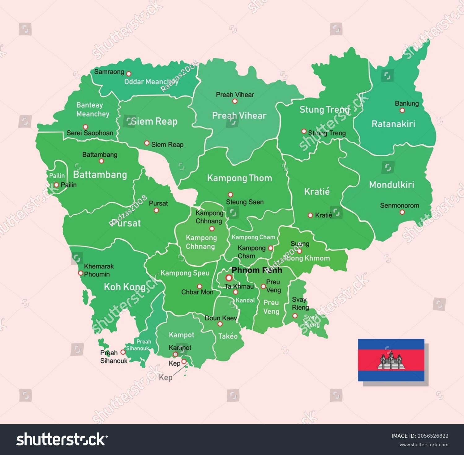 Vector Image Cambodia Regions Map Stock Vector (Royalty Free) 2056526822