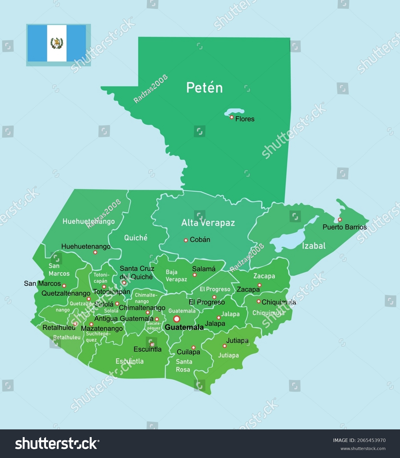 Vector Image Guatemala Regions Map Stock Vector (Royalty Free) 2065453970