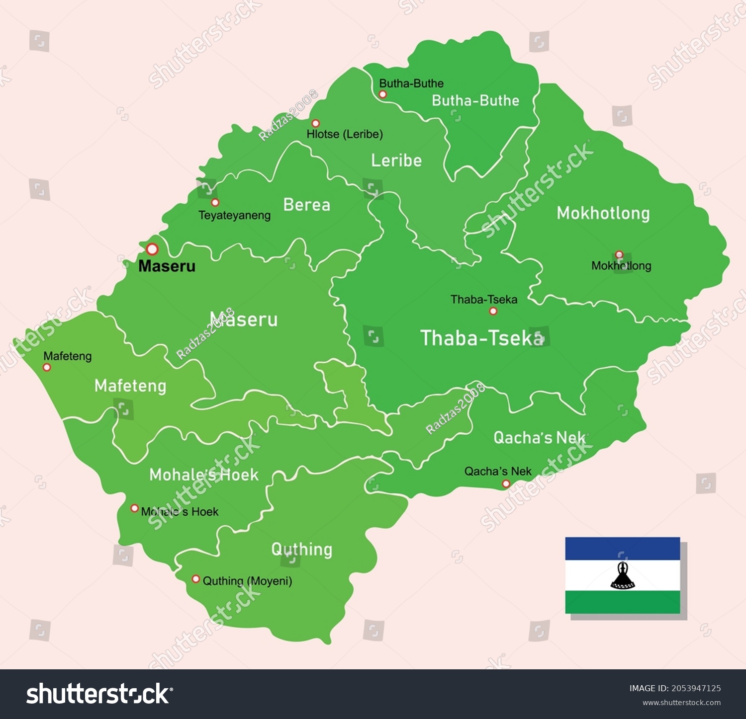 Vector Image Lesotho Regions Map Stock Vector (Royalty Free) 2053947125 ...