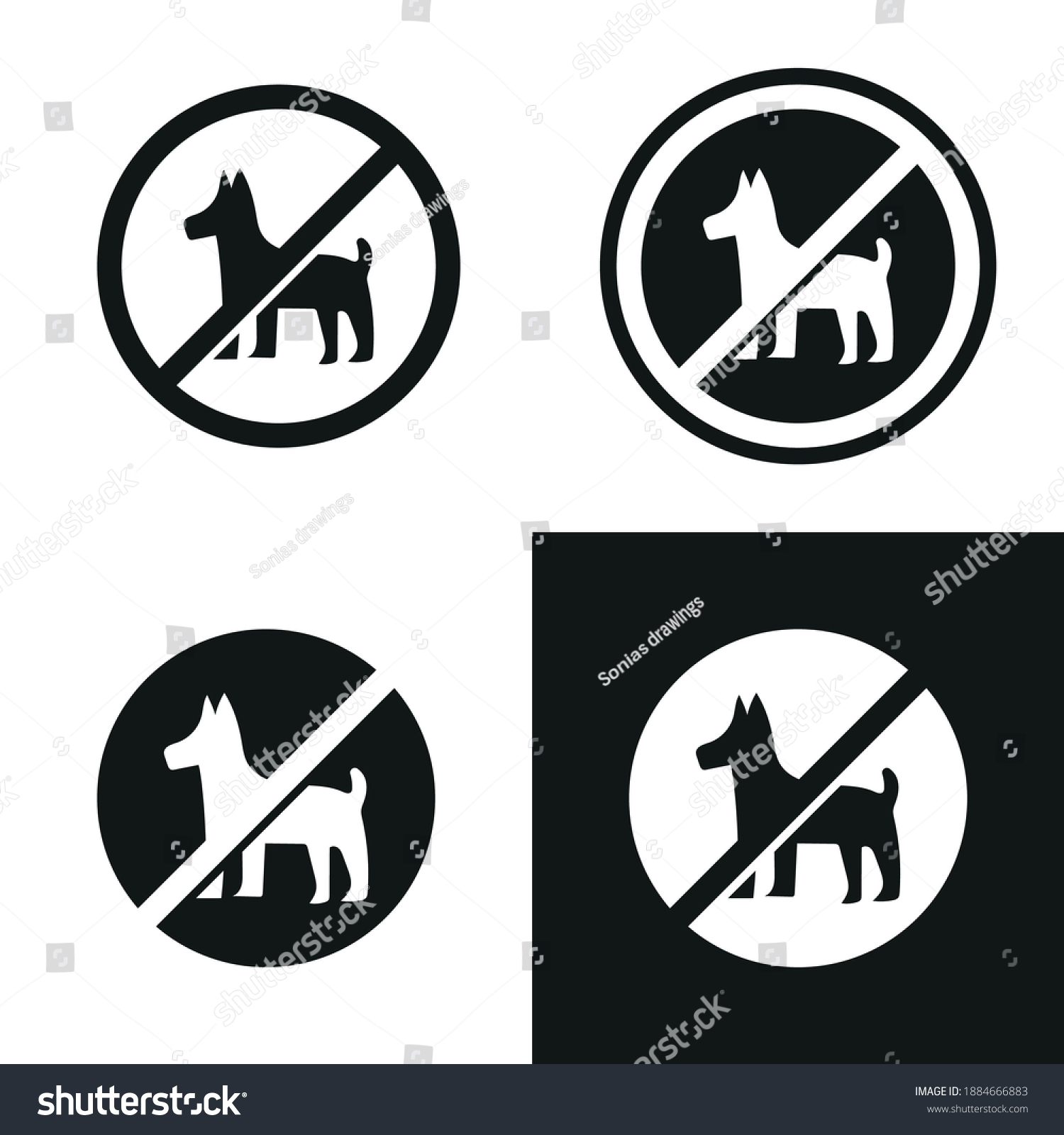 Vector Image No Entry Dogs Icon Stock Vector (Royalty Free) 1884666883 ...