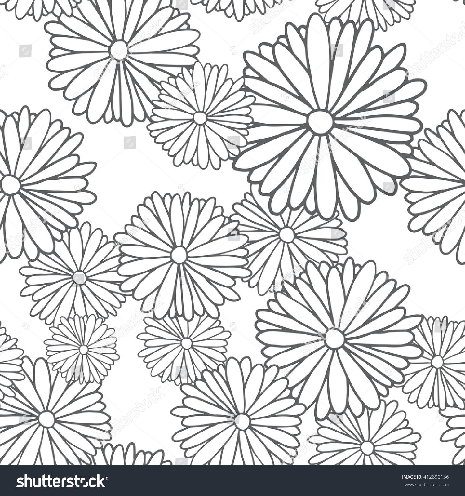 Vector Image Seamless Pattern White Daisies Stock Vector Royalty Free