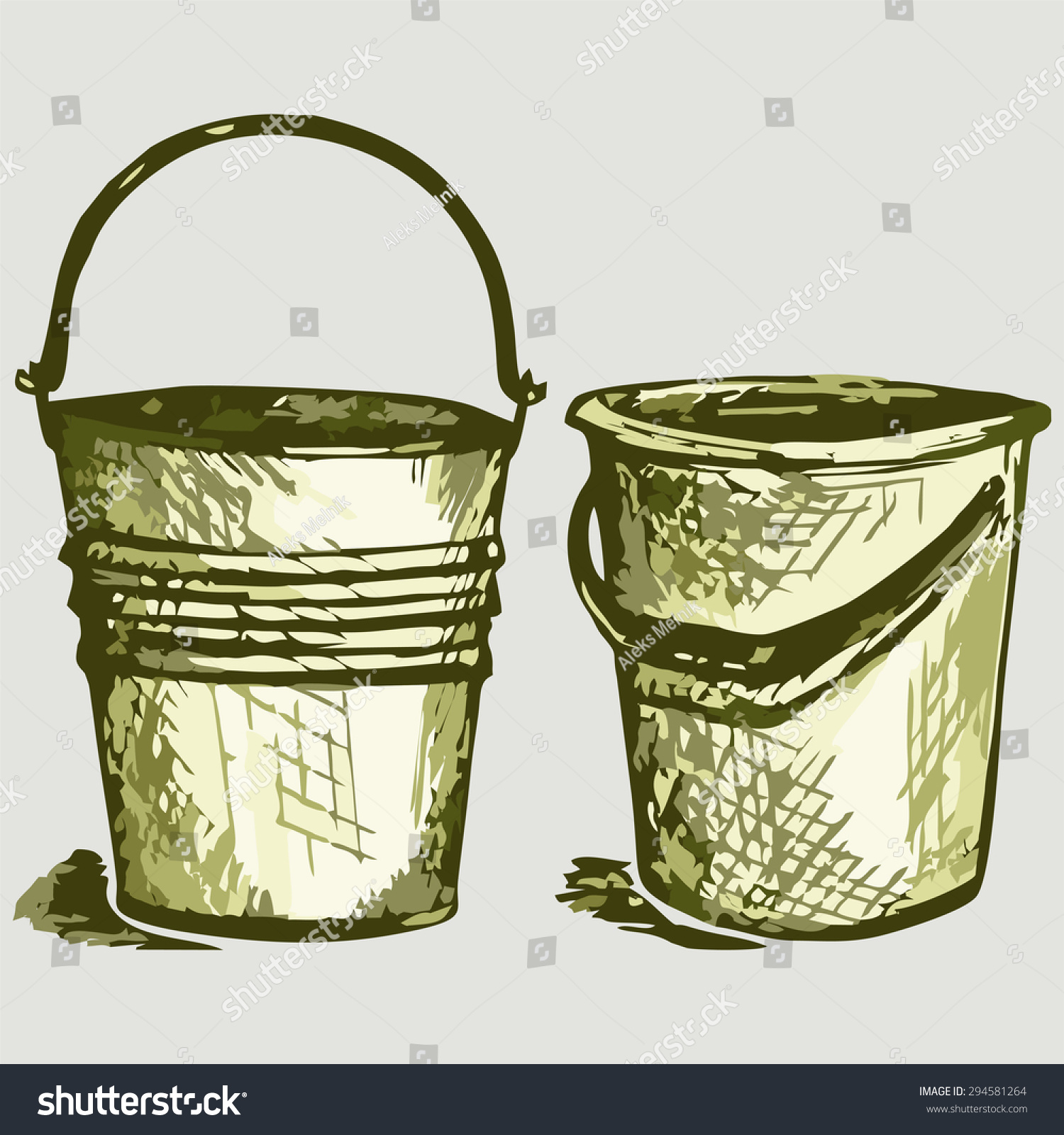Vector Image Two Empty Buckets Stock Vector (Royalty Free) 294581264