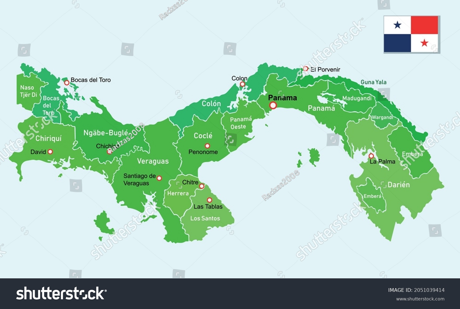 Vector Image Panama Regions Map Stock Vector (Royalty Free) 2051039414