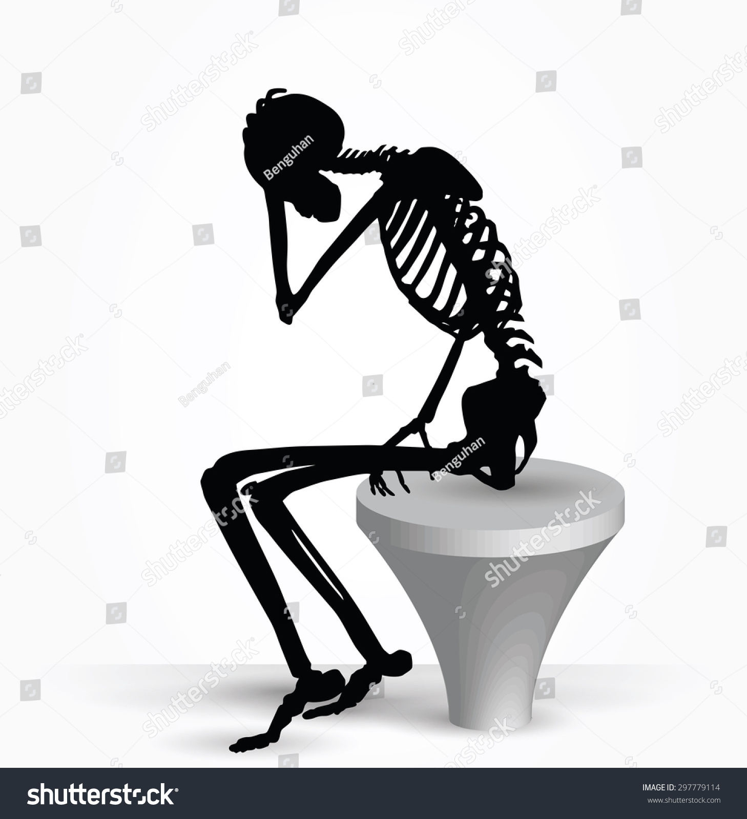 Vector Image Skeleton Silhouette Thinking Pose: vetor stock (livre de ...