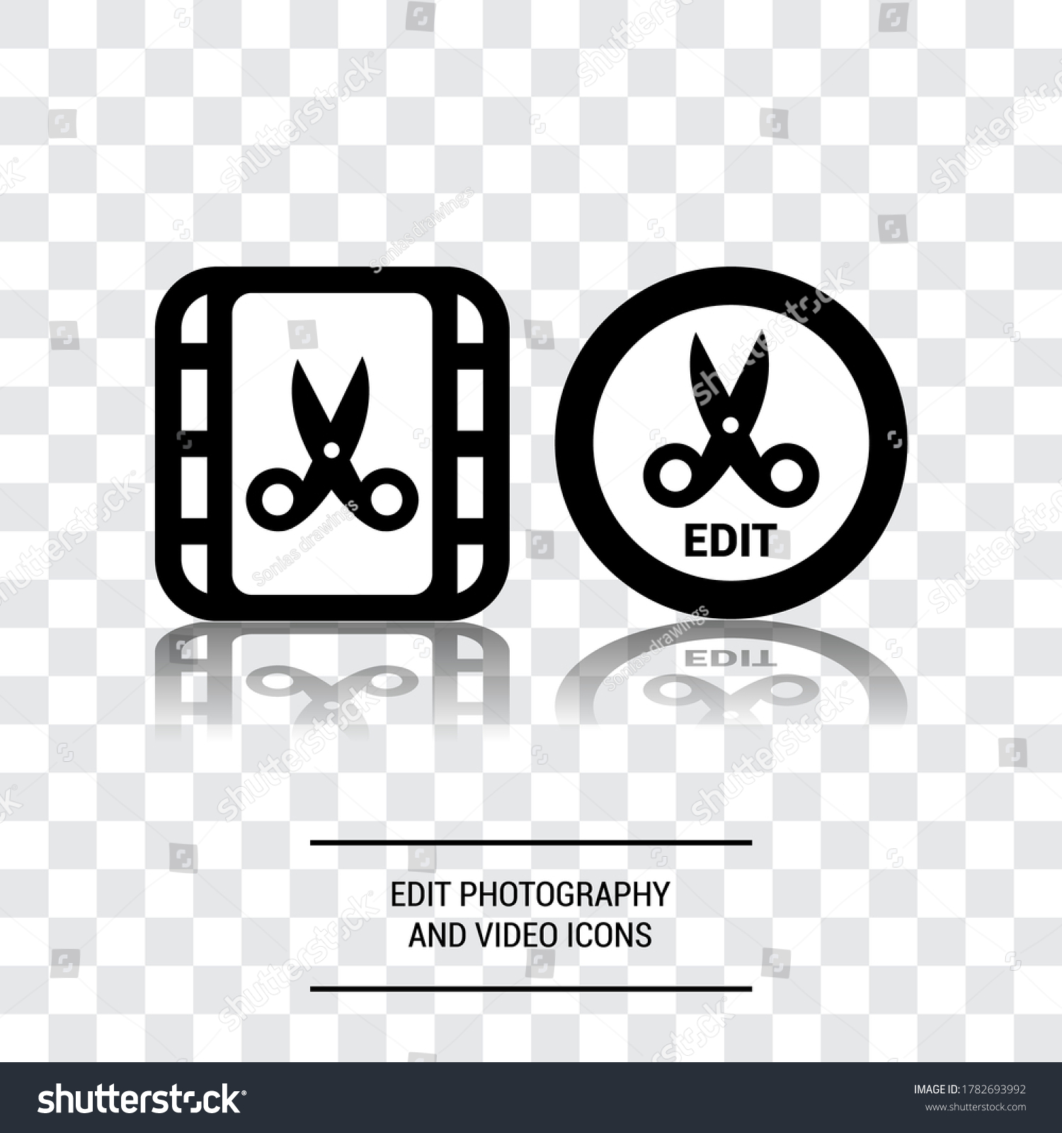 Vector Image Video Editing Icons Stock Vector (Royalty Free) 1782693992