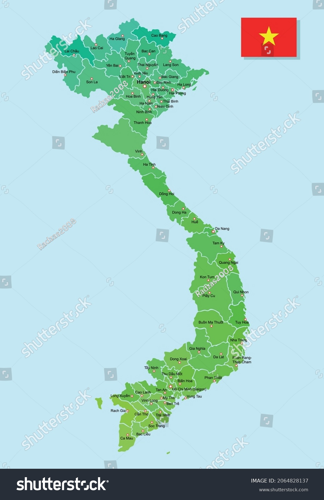 Vector Image Vietnam Regions Map Stock Vector (Royalty Free) 2064828137 ...
