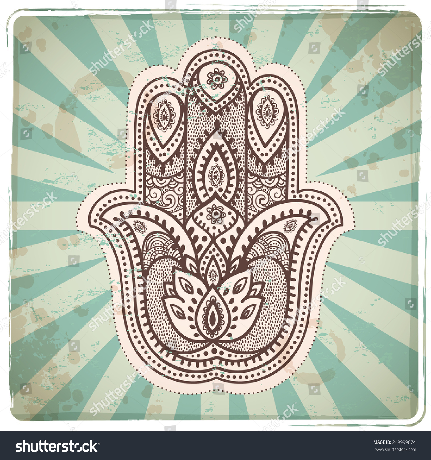 Vector Indian Hand Drawn Hamsa Symbol Stock Vector (Royalty Free ...