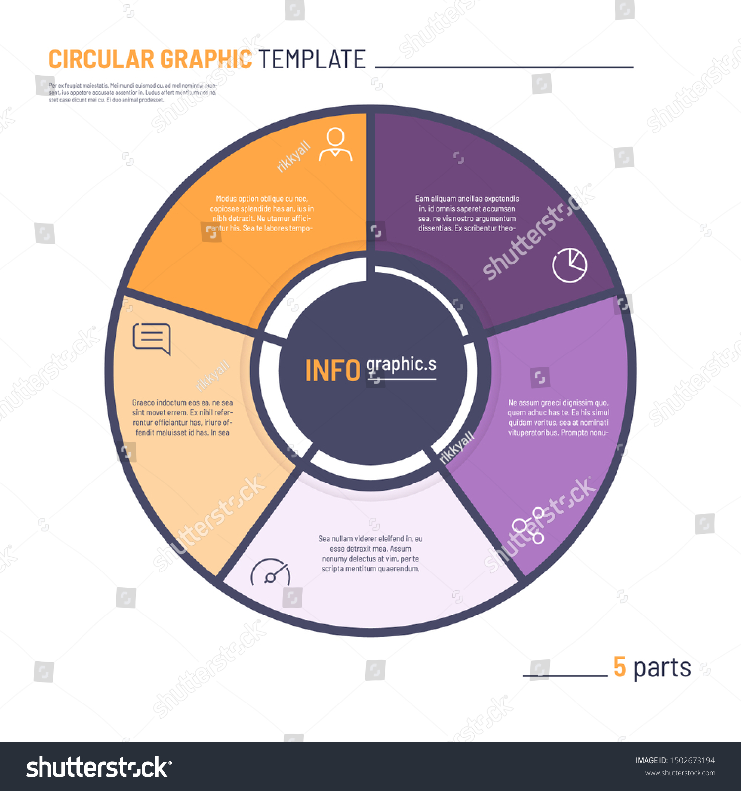 Vector Infographic Circle Chart Template Five Stock Vector (Royalty ...