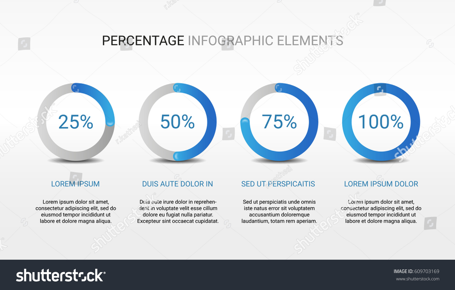 Vector Infographic Elements Template Blue Percentage Stock Vector ...