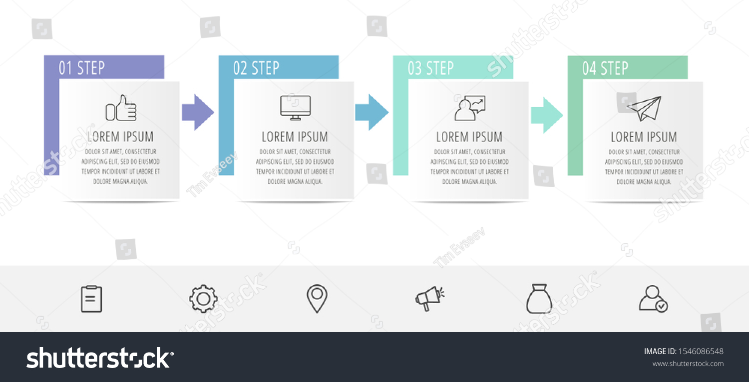 Vector Infographic Flat Template Rectangles Arrows Stock Vector (Royalty Free) 1546086548 ...