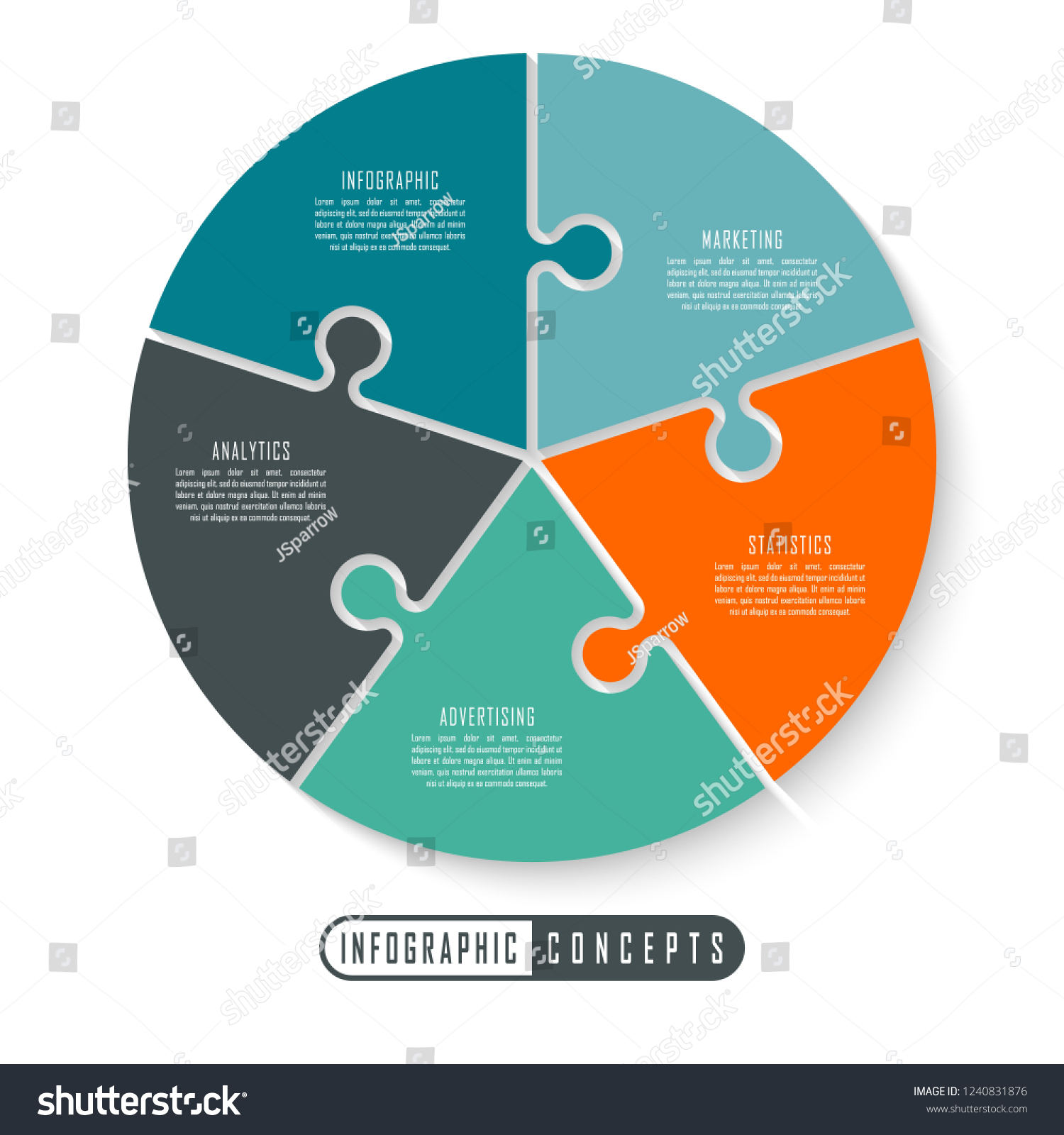 Vector Infographics Circle Puzzle Template Chart: เวกเตอร์สต็อก (ปลอด ...