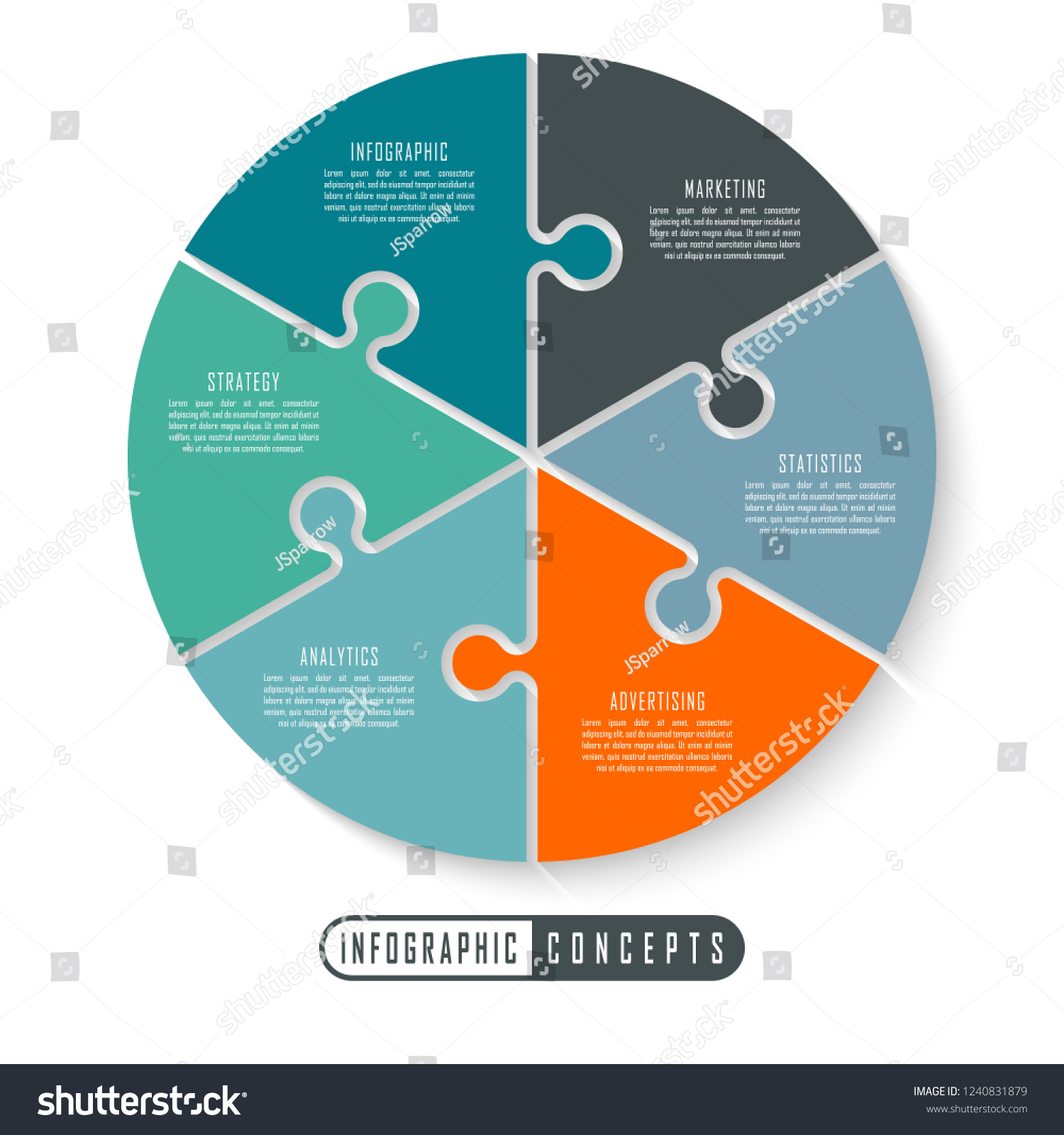Vector Infographics Circle Puzzle Template Chart Stock Vector (Royalty ...