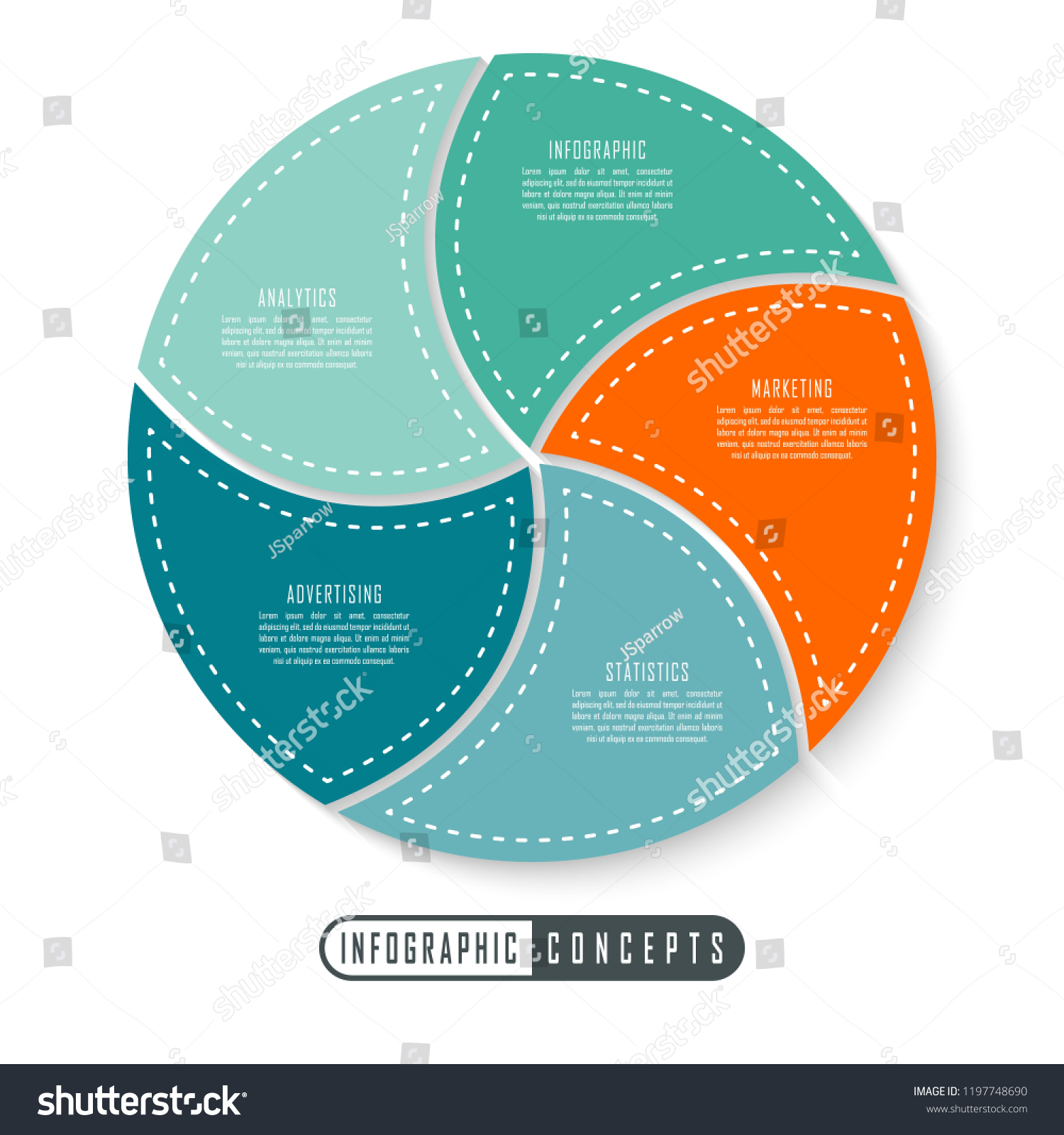 Vektor Stok Vector Infographics Circle Template Chart Diagram (Tanpa ...