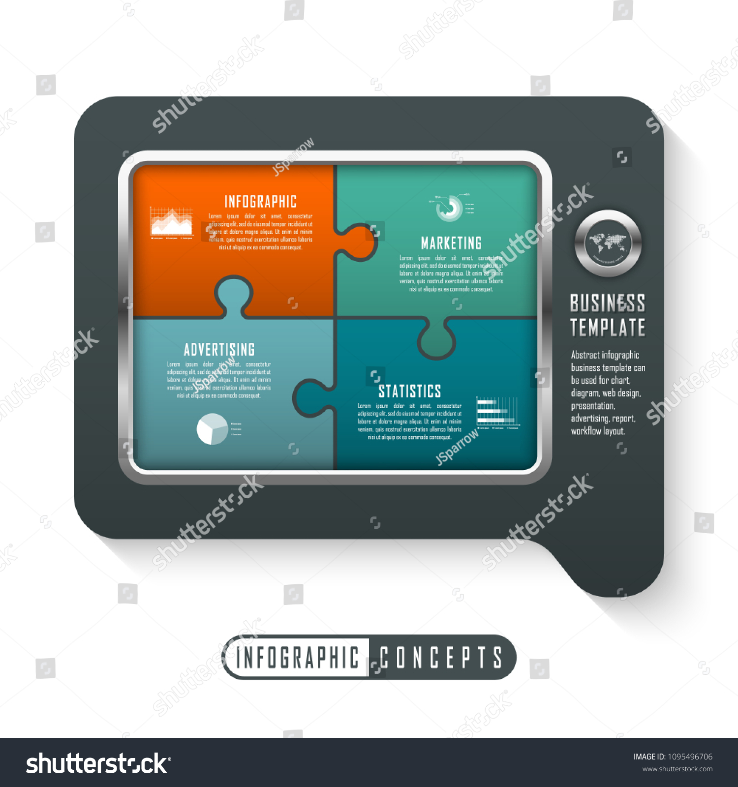 Vector Infographics Puzzle Template Chart Diagram Stock Vector (Royalty ...