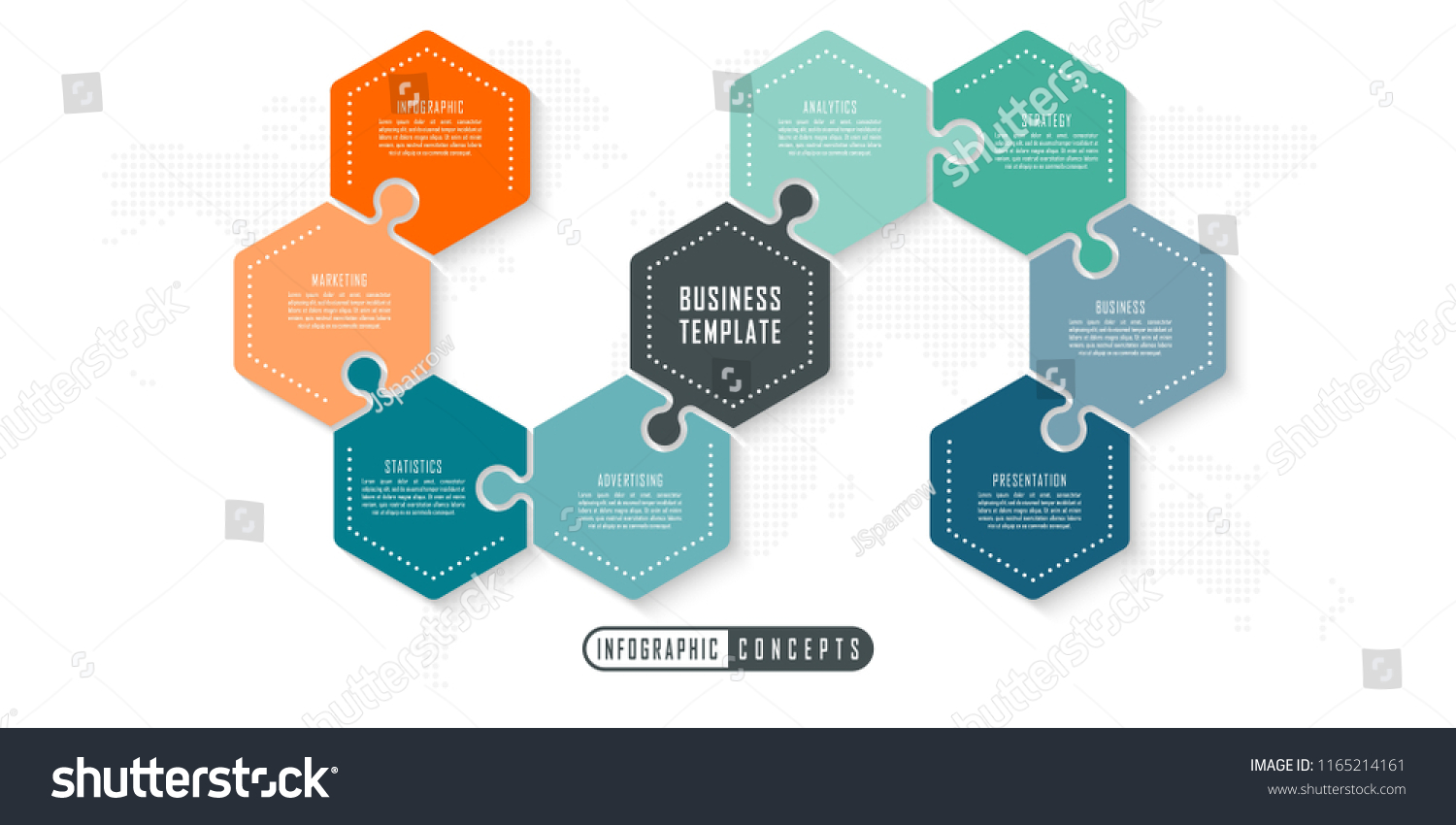 Vektor Stok Vector Infographics Puzzle Template Chart Diagram (Tanpa ...