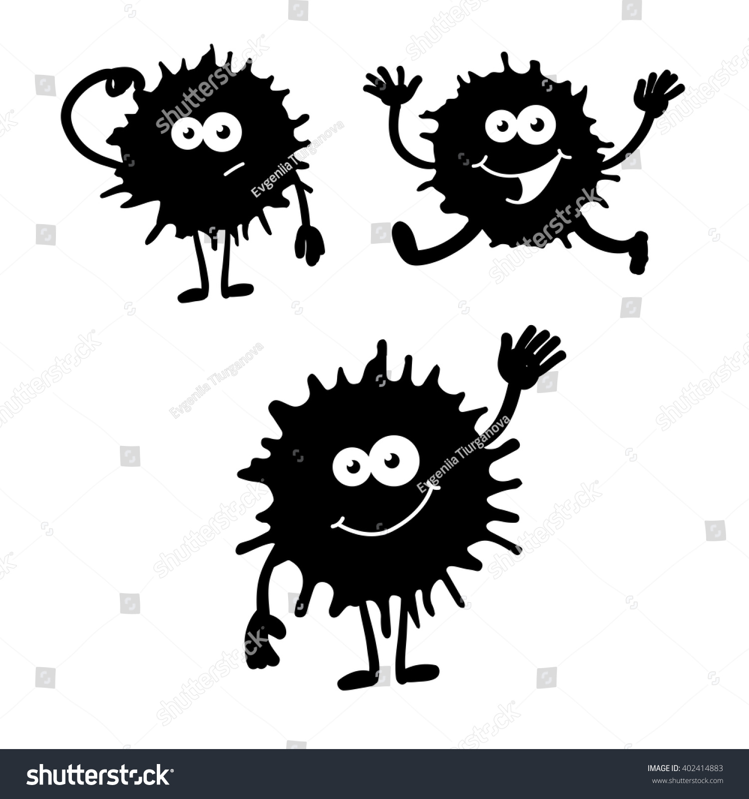 Vector Ink Blot Characters Different Poses: เวกเตอร์สต็อก (ปลอดค่า ...