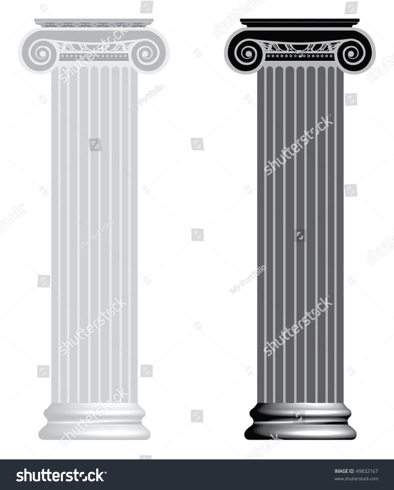 Vector Ionic Column Isolated On White Stock Vector (Royalty Free ...