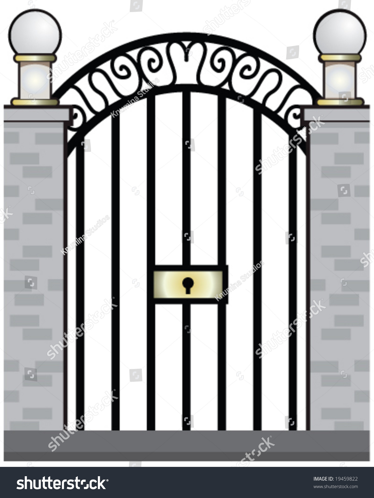Vector Iron Gate Brick Columns Concept Stock Vector (Royalty Free) 19459822