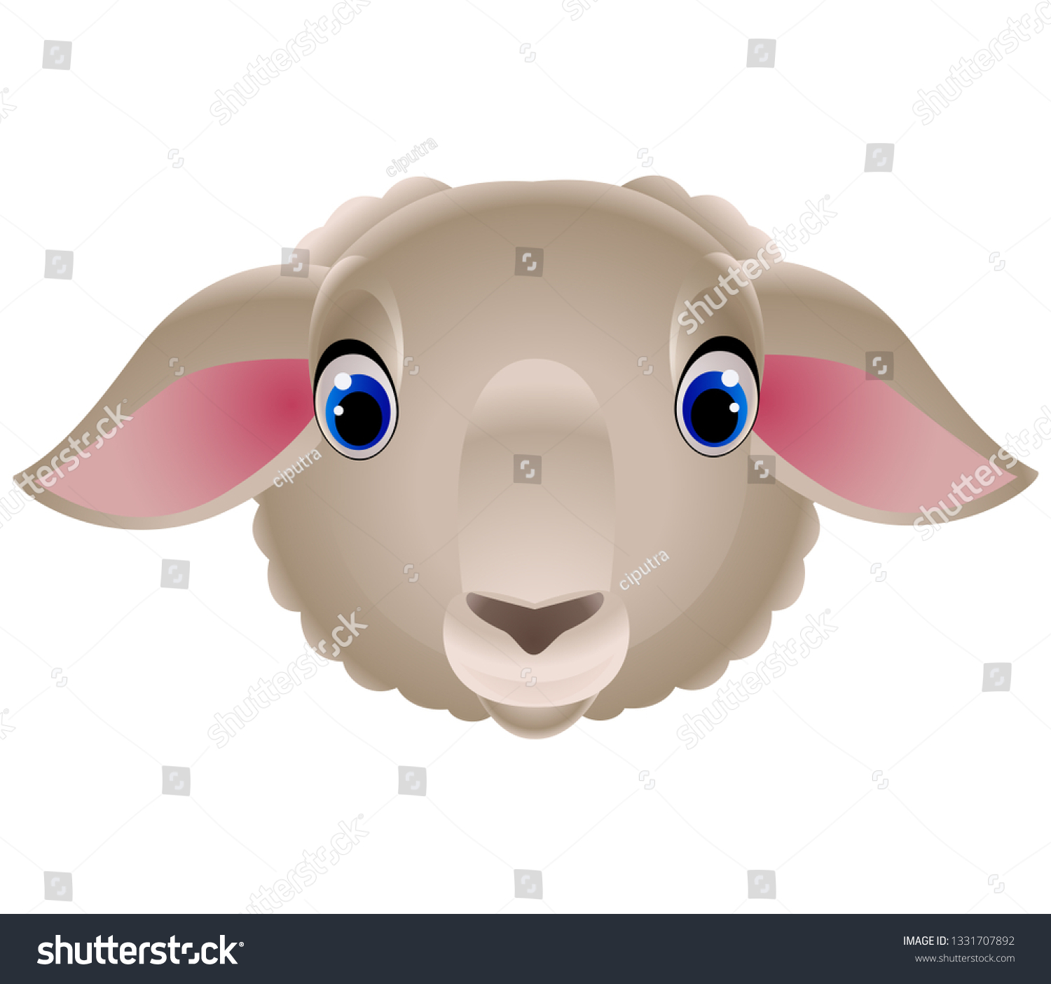 Vector Isolated Cartoon Sheep Head Closeup Stock Vector (Royalty Free ...