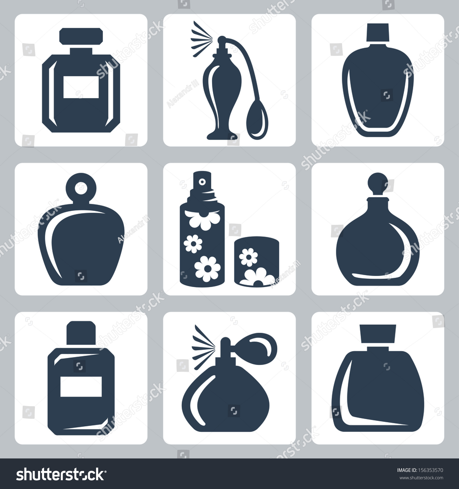 Vector Isolated Perfume Bottles Icons Set Stock Vector (Royalty Free ...