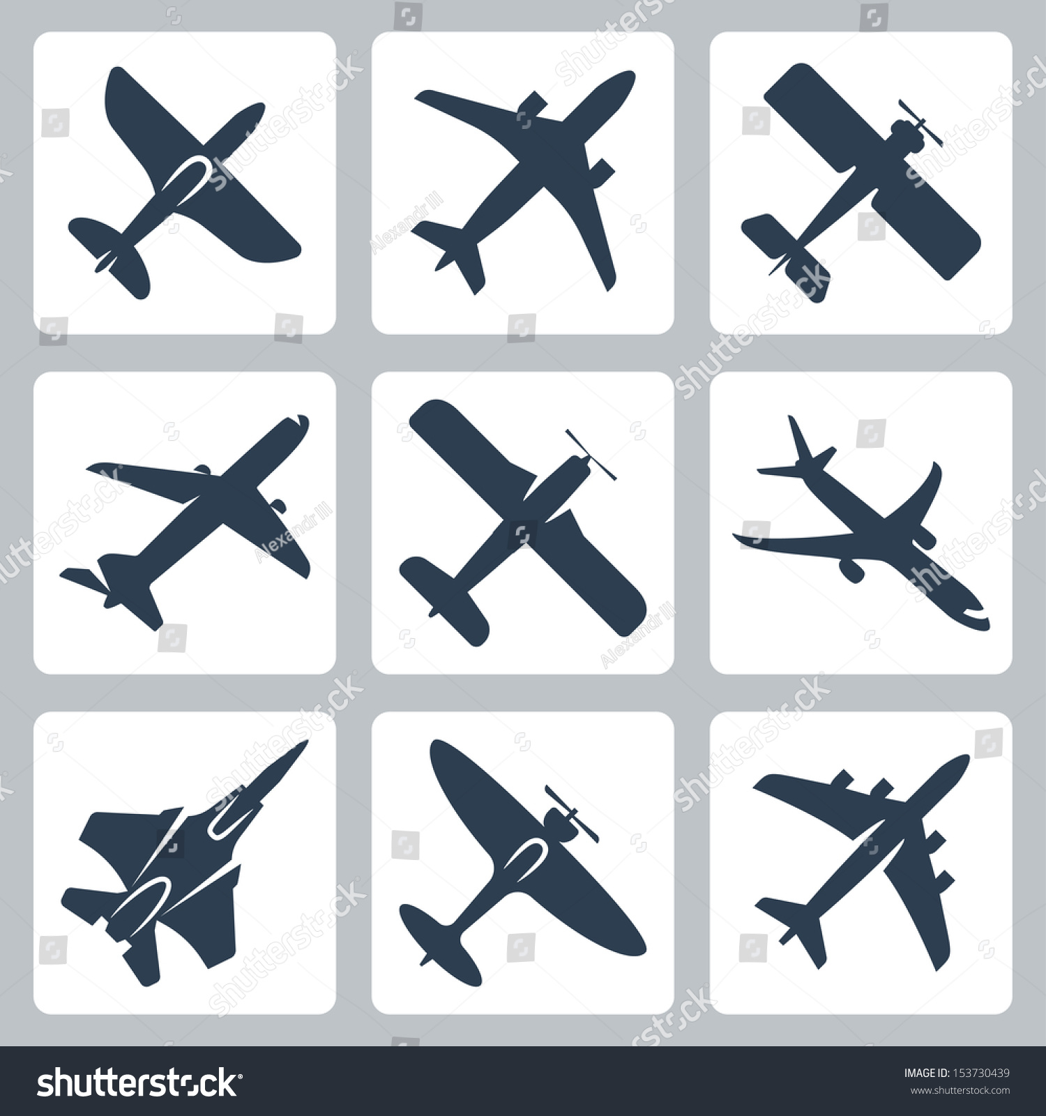 Vector Isolated Plane Icons Set Stock Vector (Royalty Free) 153730439 ...