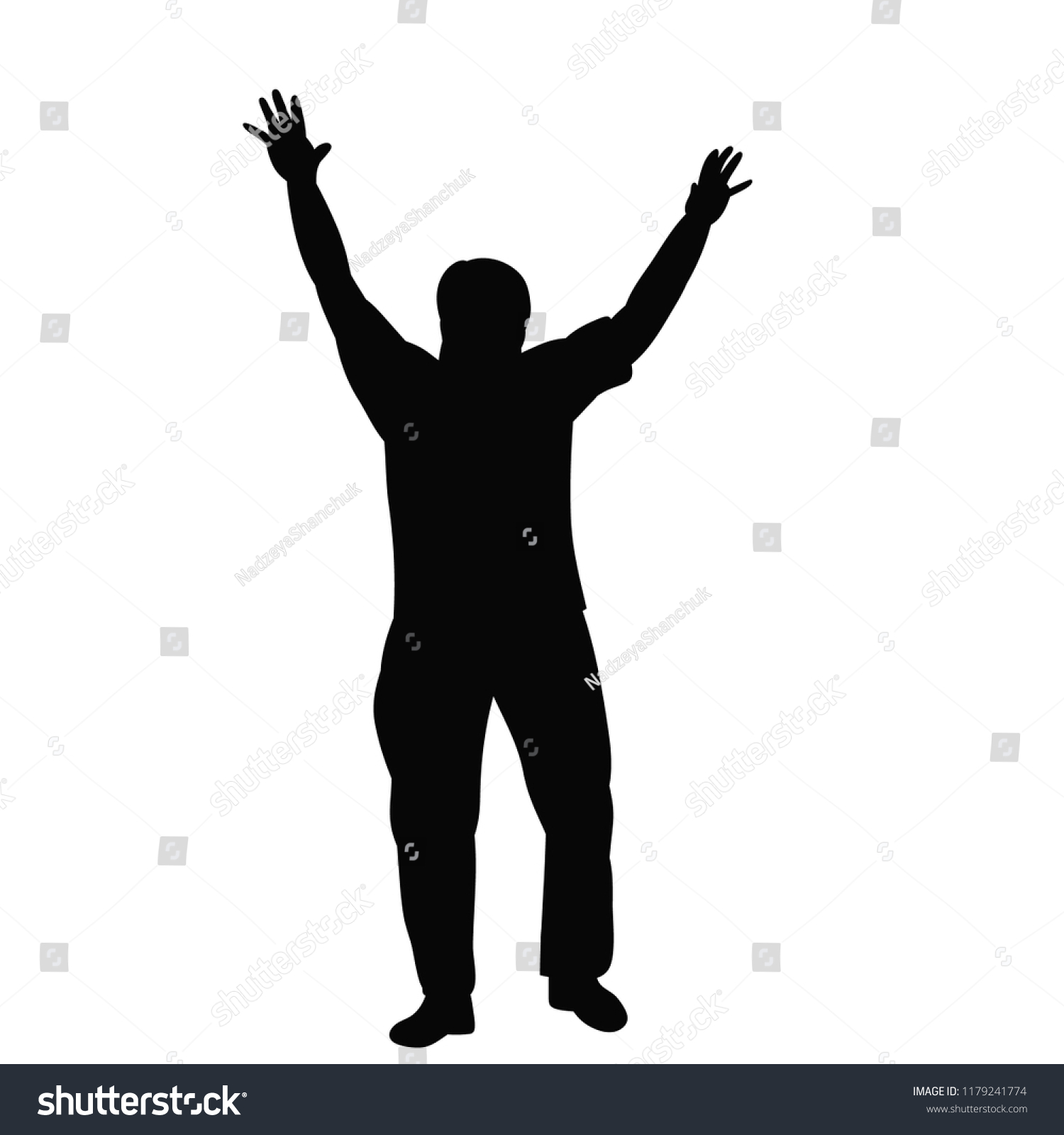 Vector Isolated Silhouette Man Rejoicing Stock Vector Royalty Free