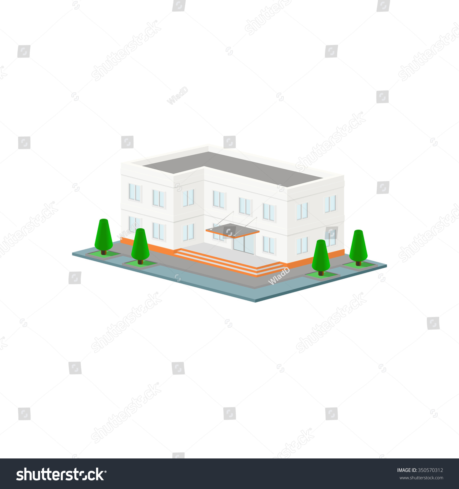 Vector Isometric Administrative Building Icon Stock Vector (Royalty ...