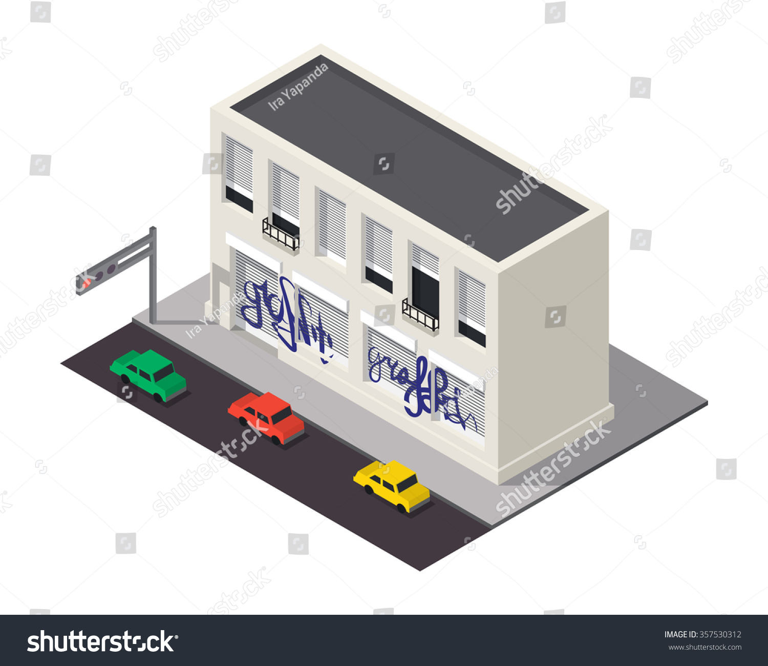 Vector Isometric Building Graffiti 3d City: เวกเตอร์สต็อก (ปลอดค่า ...