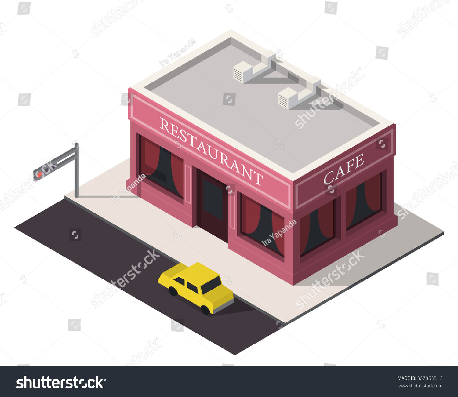 Vector Isometric Cafe Building Icon Restaurant Stock Vector (Royalty ...