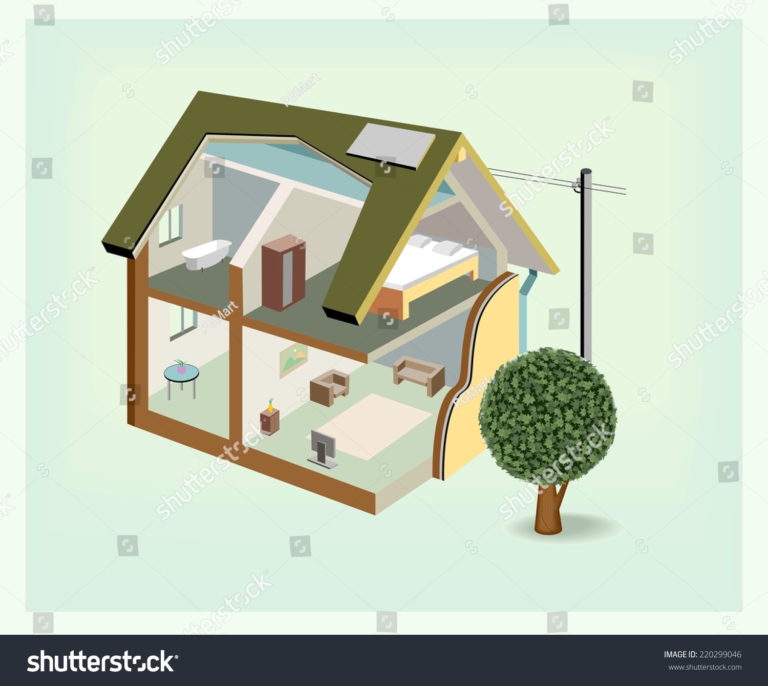 Vector Isometric House Cutaway Icon Stock Vector (Royalty Free ...