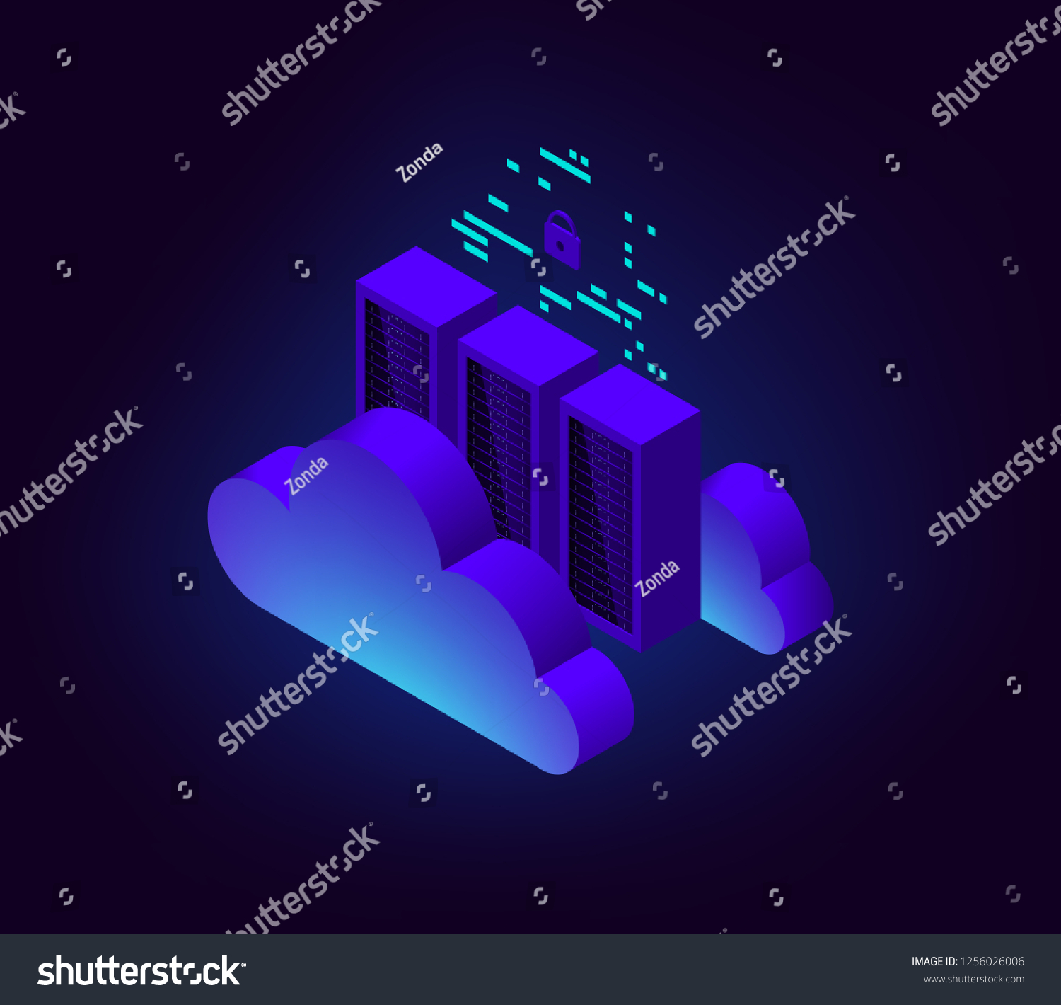 Vector Isometric Illustration Data Center Cloud Stock Vector (Royalty Free) 1256026006 ...