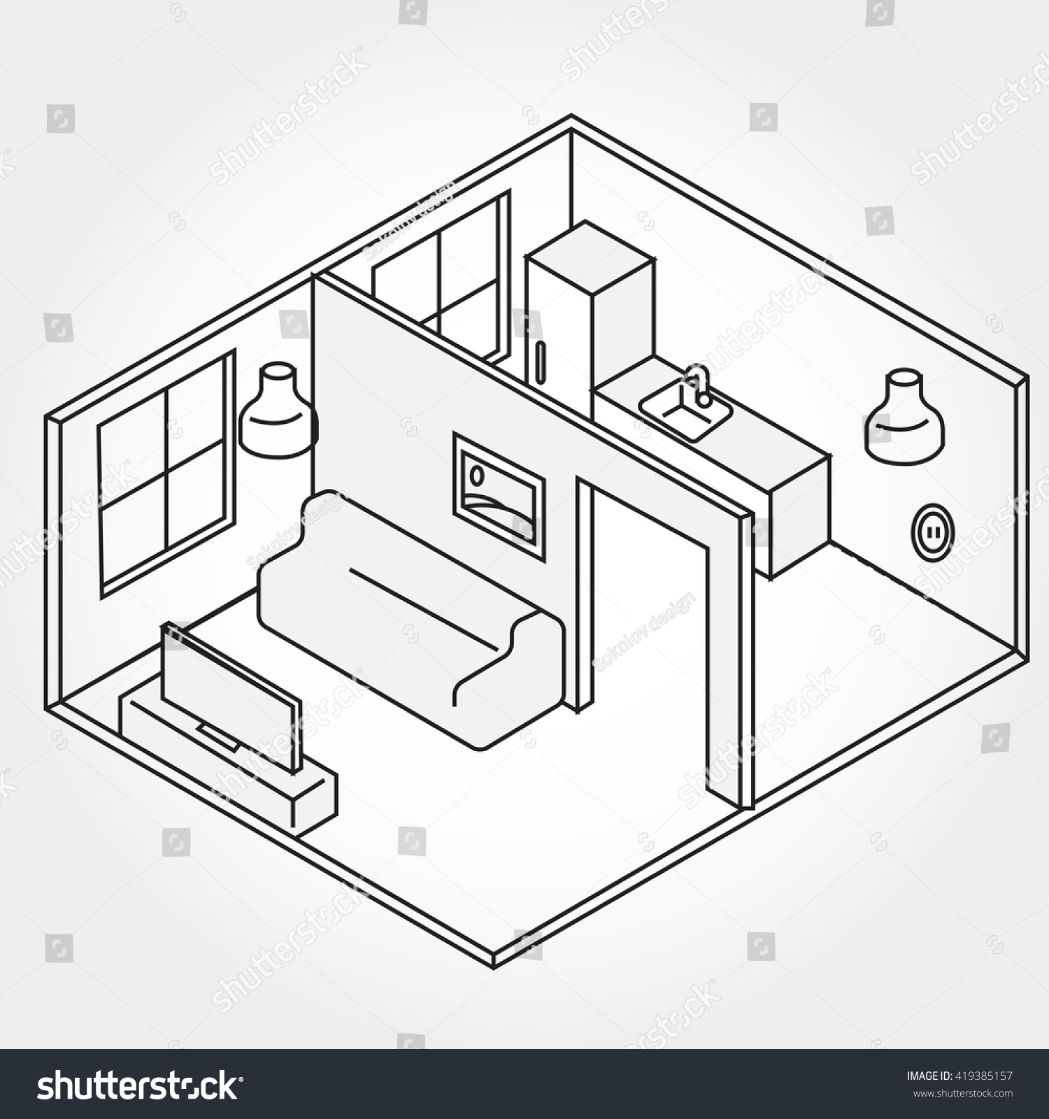Vector Isometric Living Room Icon Illustration Stock Vector (Royalty ... Vector Isometric Living Room Icon Illustration Stock Vector (Royalty ...