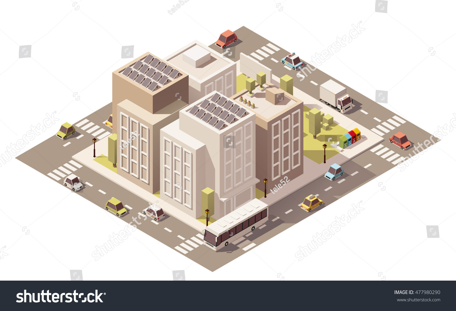 Vector Isometric Low Poly Buildings Stores Stock Vector (Royalty Free ...