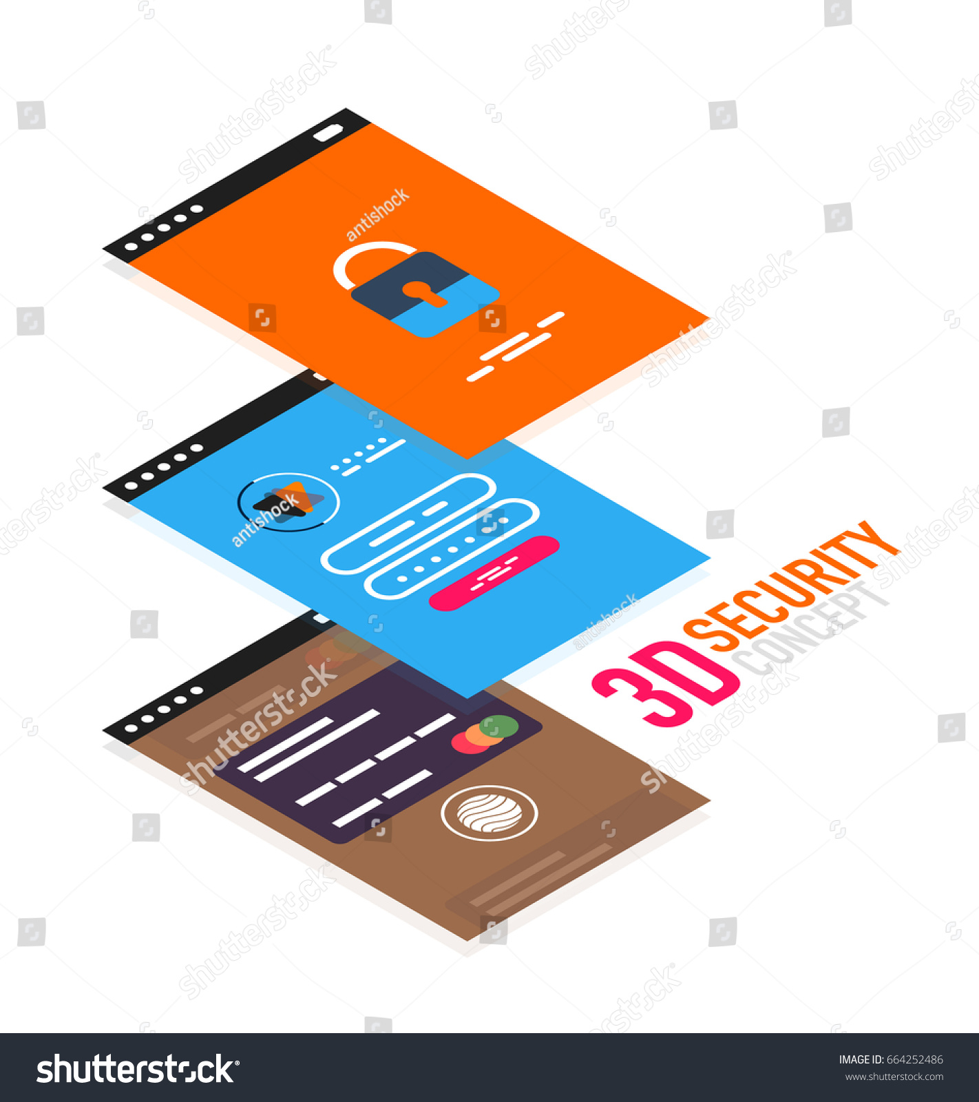 Vector Isometric Mobile App Ui Design Stock Vector (Royalty Free ...