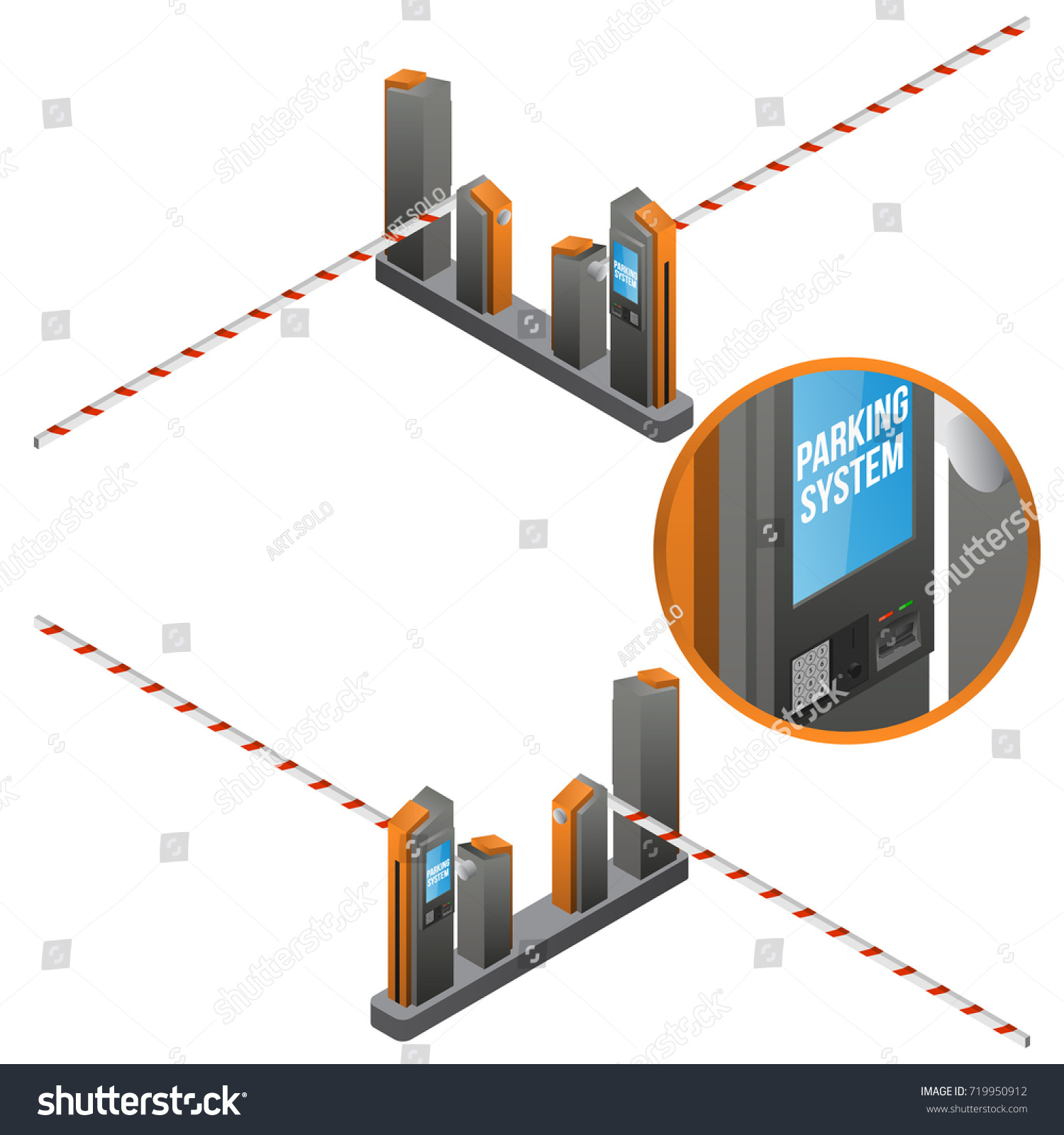 Vector Isometric Parking Gate Electronic Payment Stock Vector (Royalty ...