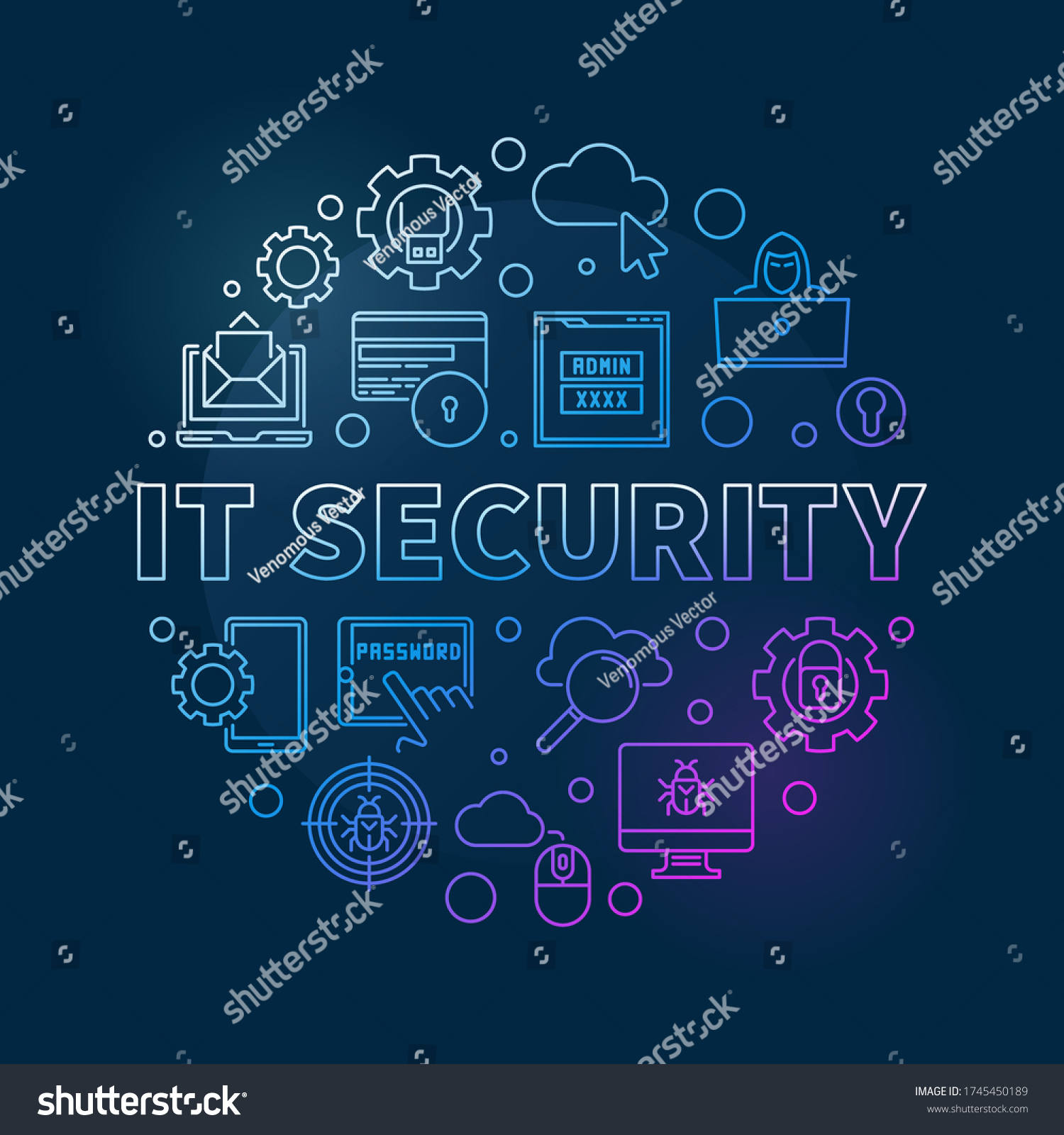 Vector Security Round Concept Linear Colored Stock Vector (Royalty Free ...