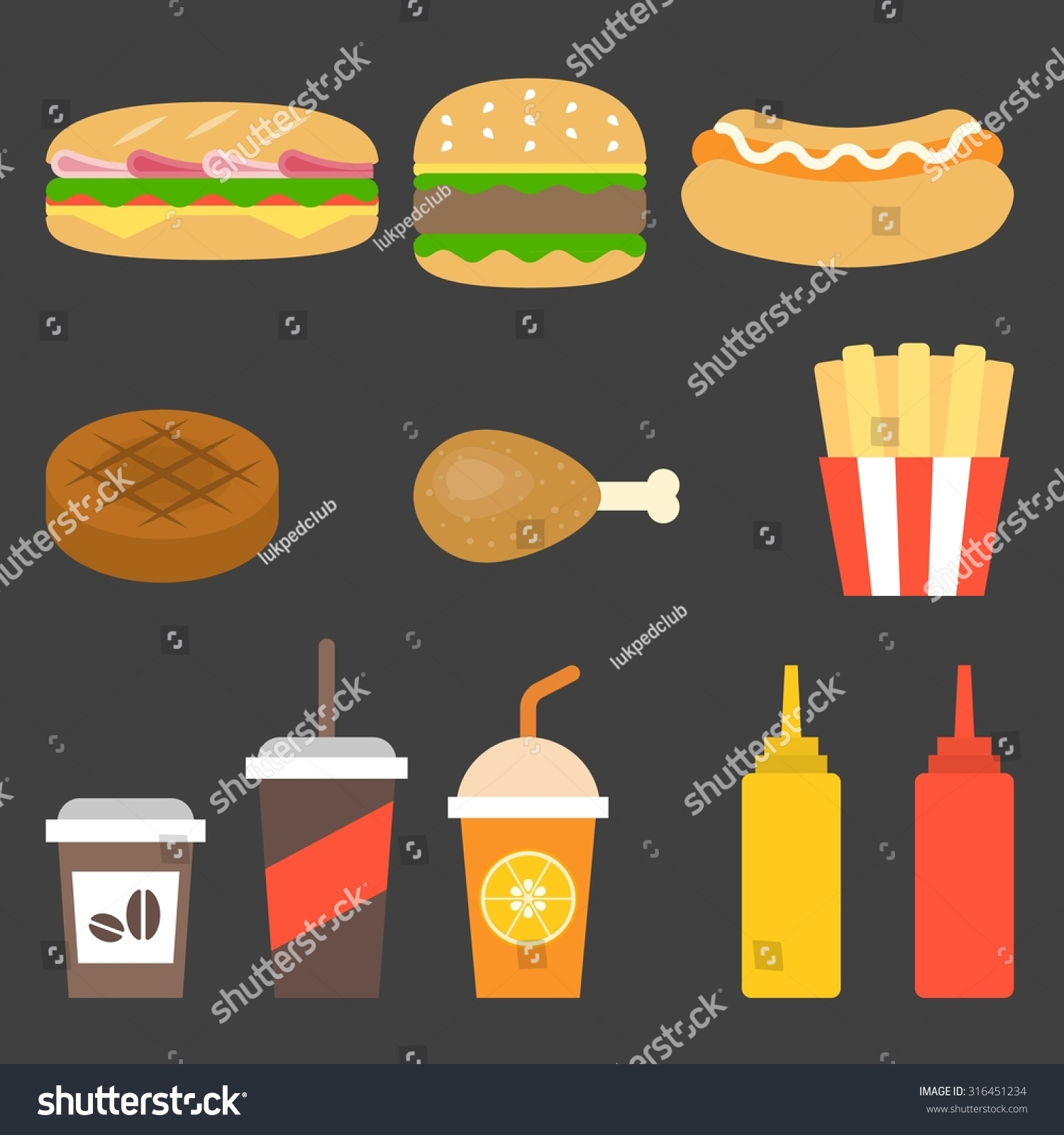 Vector Junk Food Icon Flat Design Stock Vector (Royalty Free) 316451234 ...