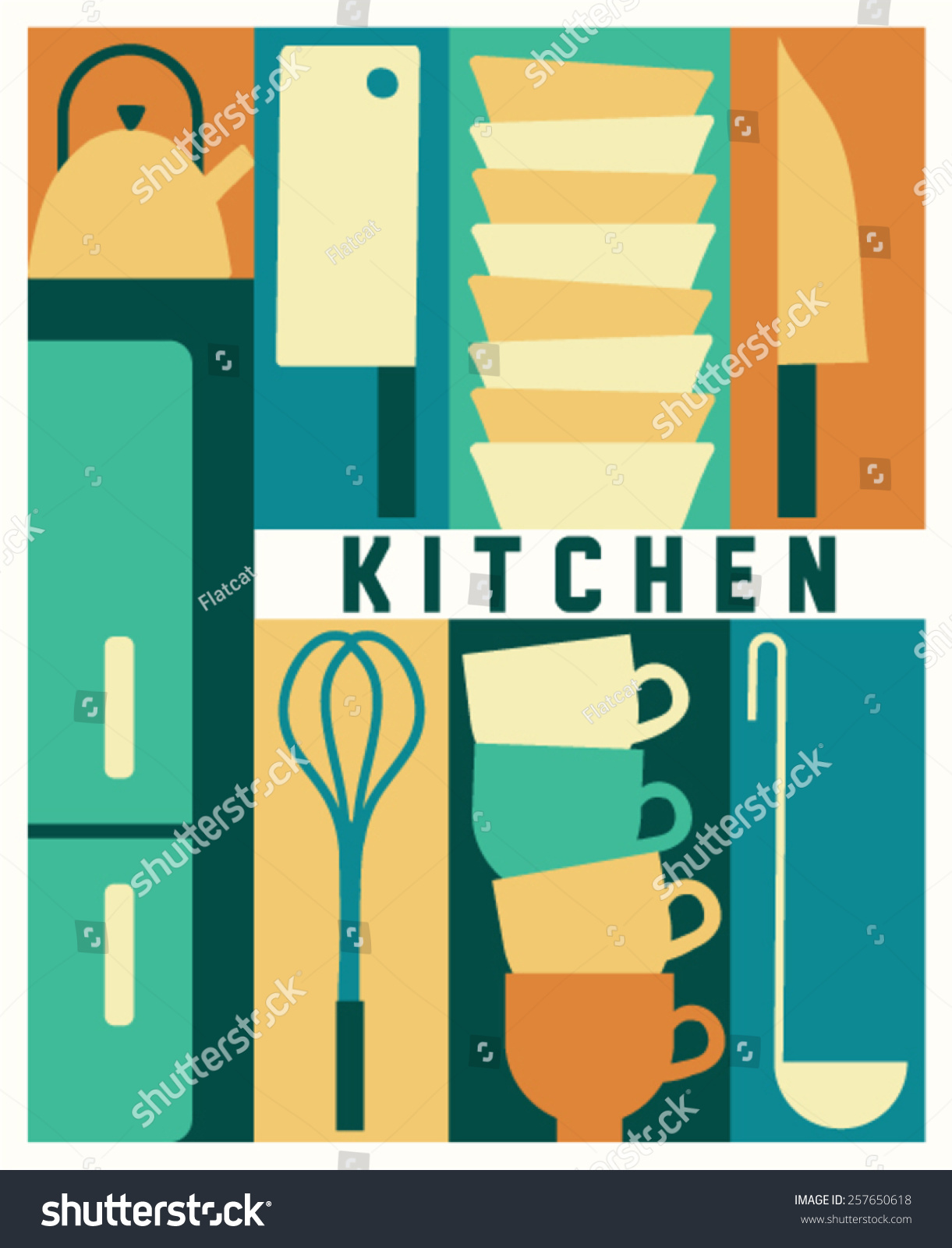 Vector Kitchen Background Stock Vector (royalty Free) 257650618