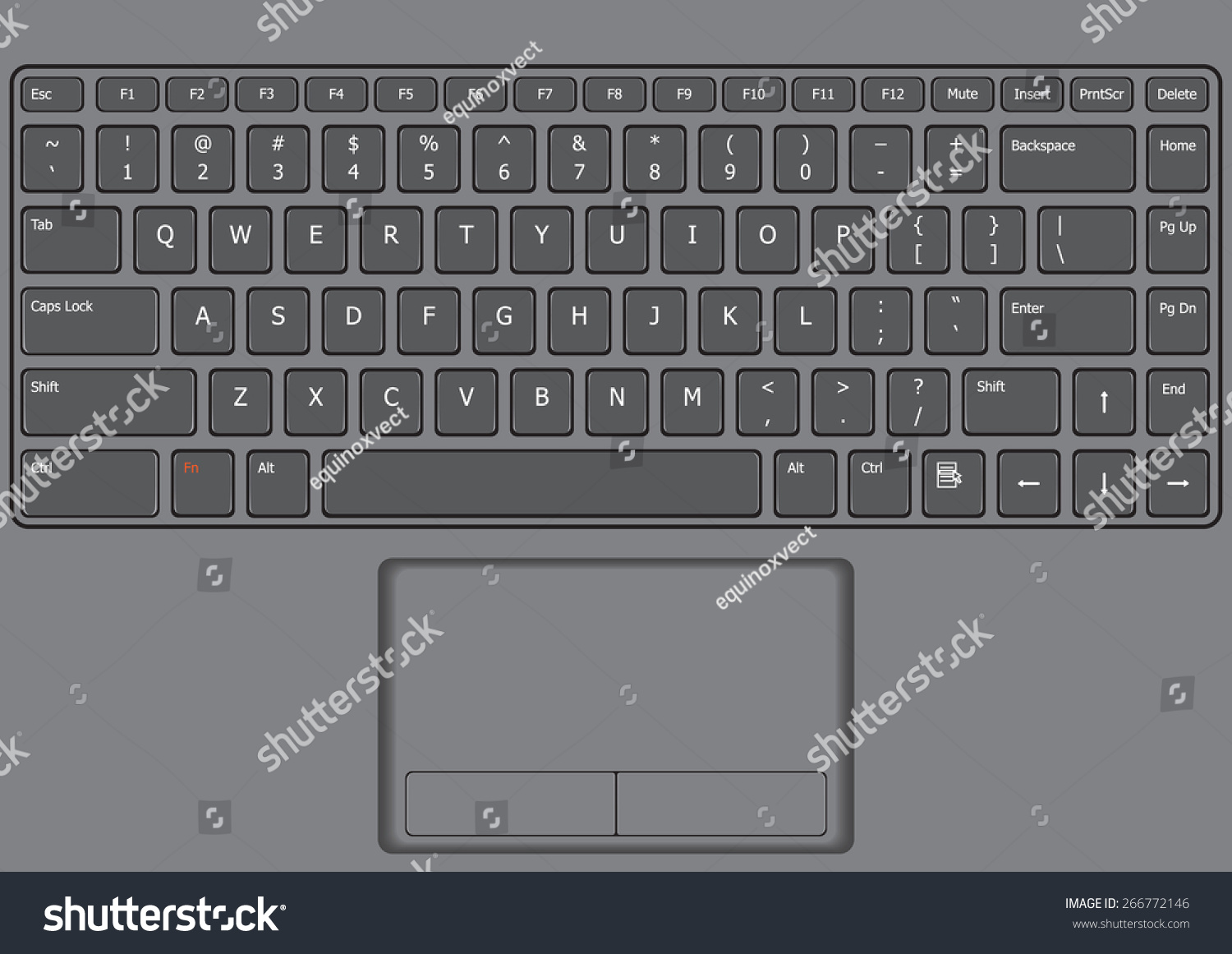 Vector Laptop Key Board Us Layout Stock Vector (Royalty Free) 266772146