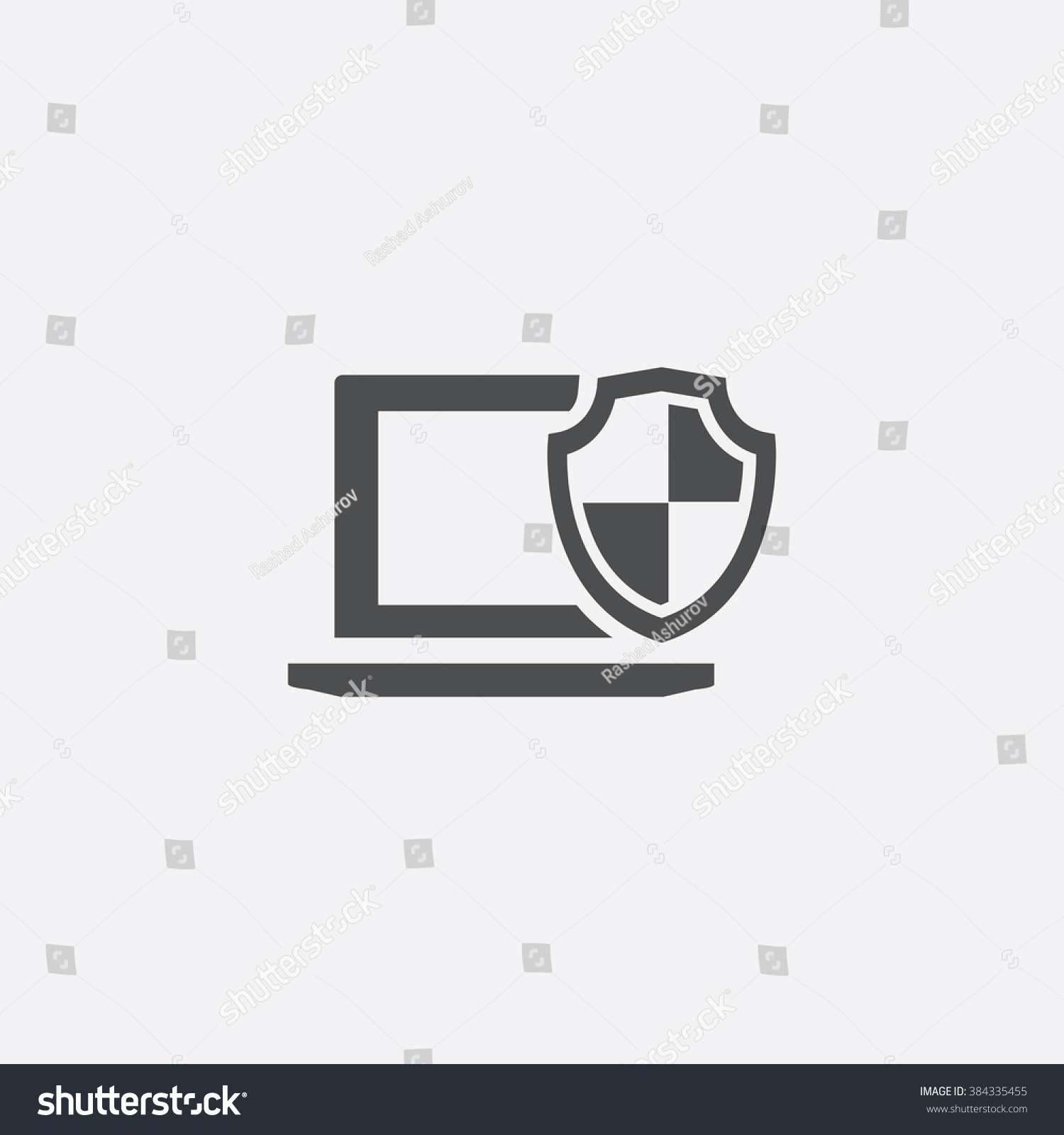 Vector Laptop Shield Icon Stock Vector (Royalty Free) 384335455