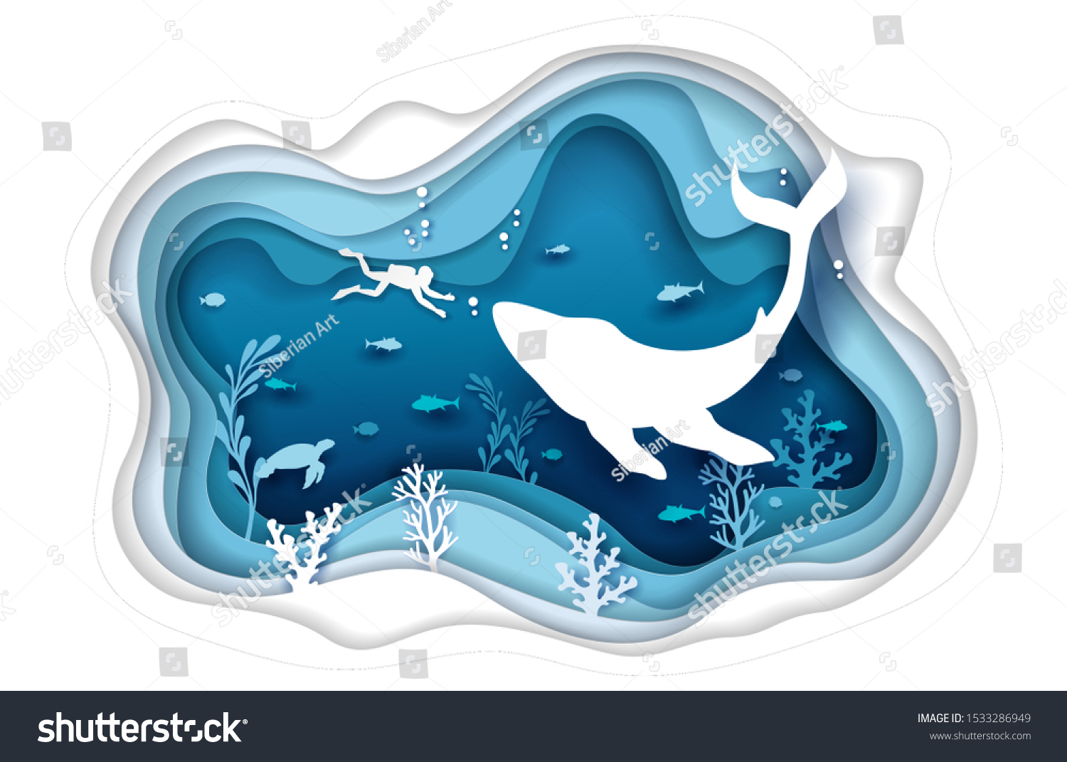Vector Layered Paper Cut Style Underwater Stock Vector (Royalty Free ... Vector Layered Paper Cut Style Underwater Stock Vector (Royalty Free ...