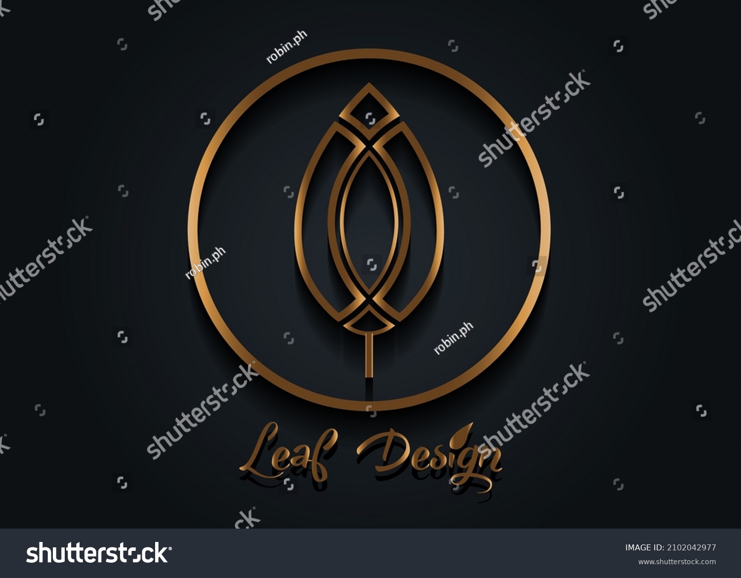 Vector Leaf Circle Shape Gold Abstract Stock Vector (Royalty Free ...