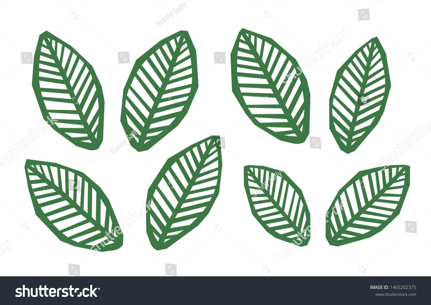 Vector Leaves Set Isolated On White Stock Vector (Royalty Free ...