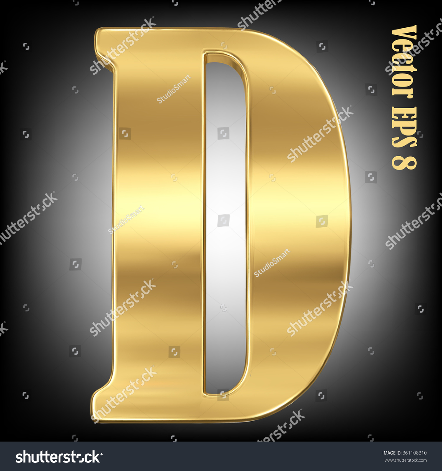 Vektor Stok Vector Letter D Gold Solid Alphabet (Tanpa Royalti ...
