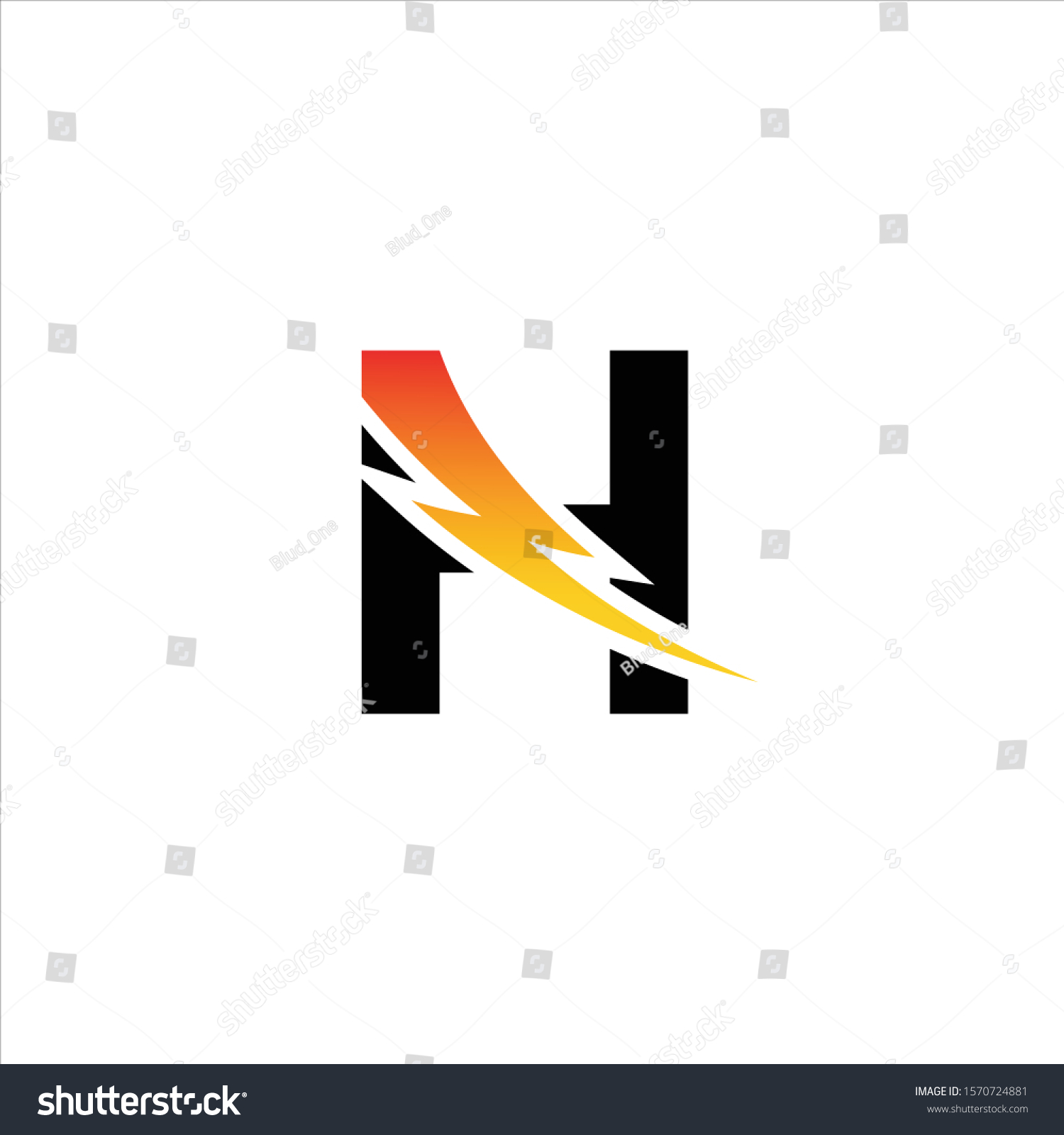 Vector Letter N Logo Lightning: เวกเตอร์สต็อก (ปลอดค่าลิขสิทธิ์) 1570724881