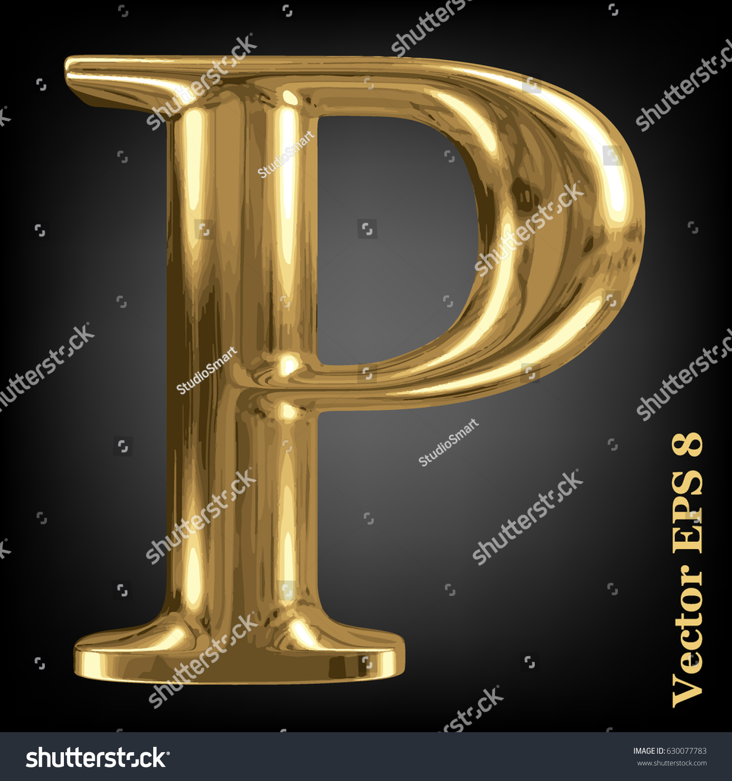 Vector Letter P Gold Solid Alphabet Stock Vector (Royalty Free) 630077783