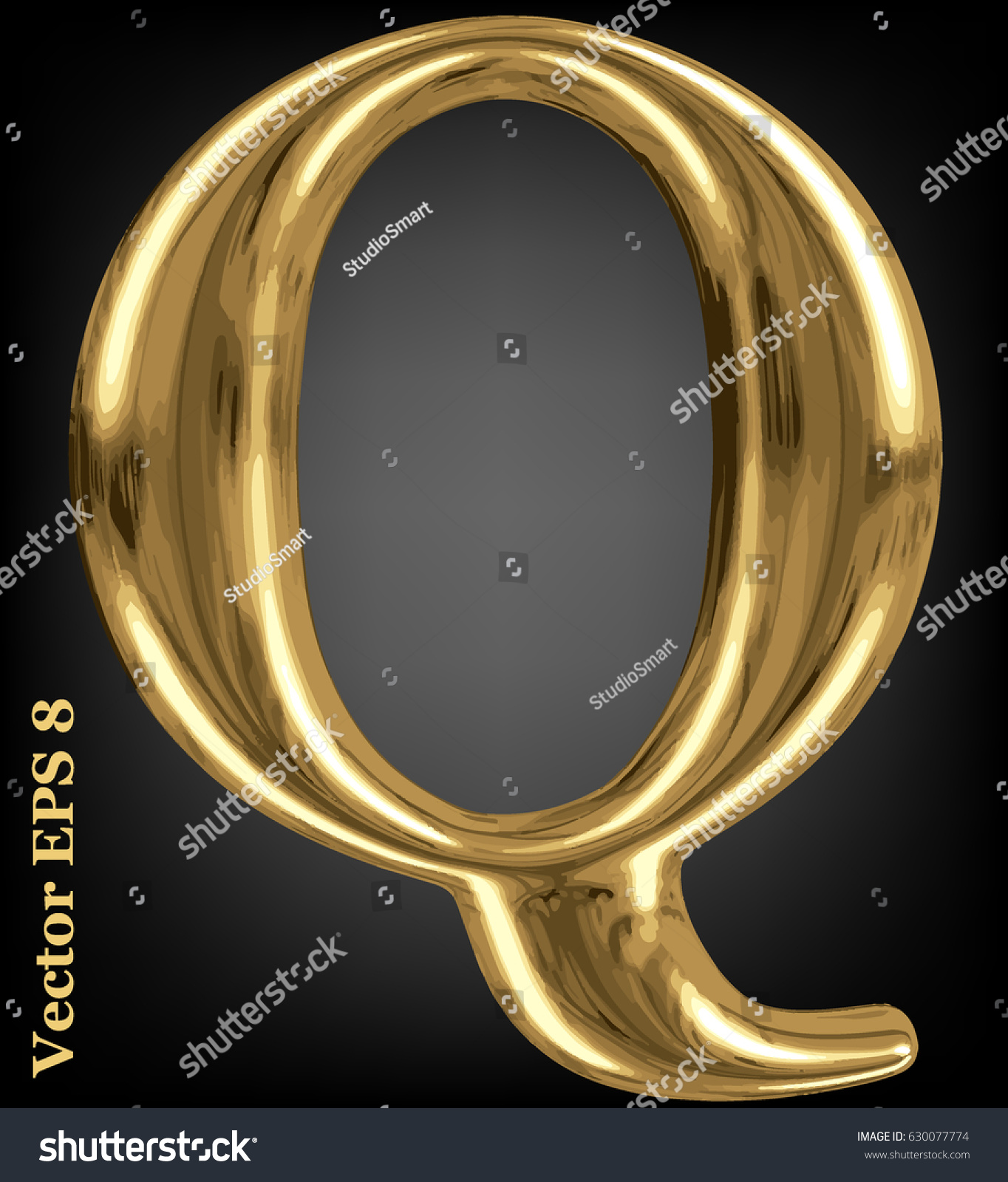 Vector Letter Q Gold Solid Alphabet Stock Vector (Royalty Free) 630077774