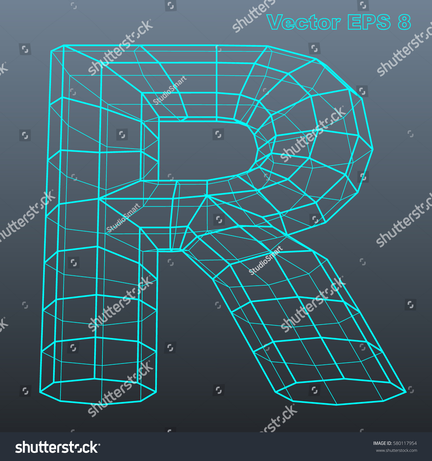 Vector Letter R Stylized Polygonal Wireframe Stock Vector (Royalty Free ...