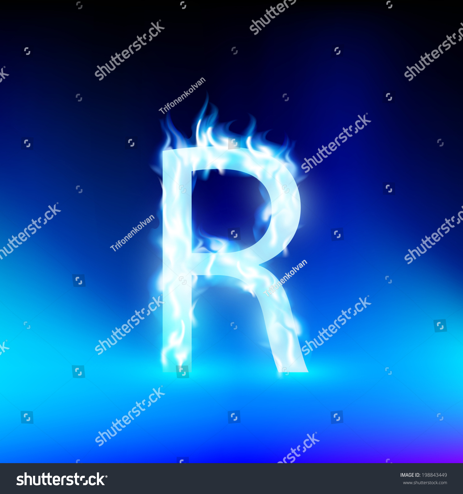 Vector Letter Blue Fire Stock Vector (Royalty Free) 198843449 ...